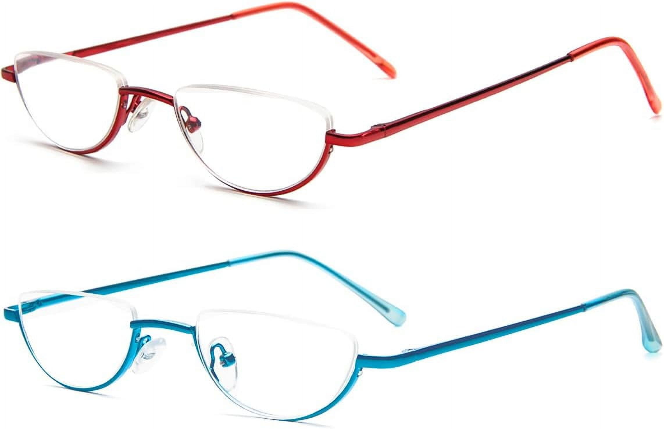 ZHIMEI-2 Pack Retro Designer Half Frame Reading Glasses Women Men ...