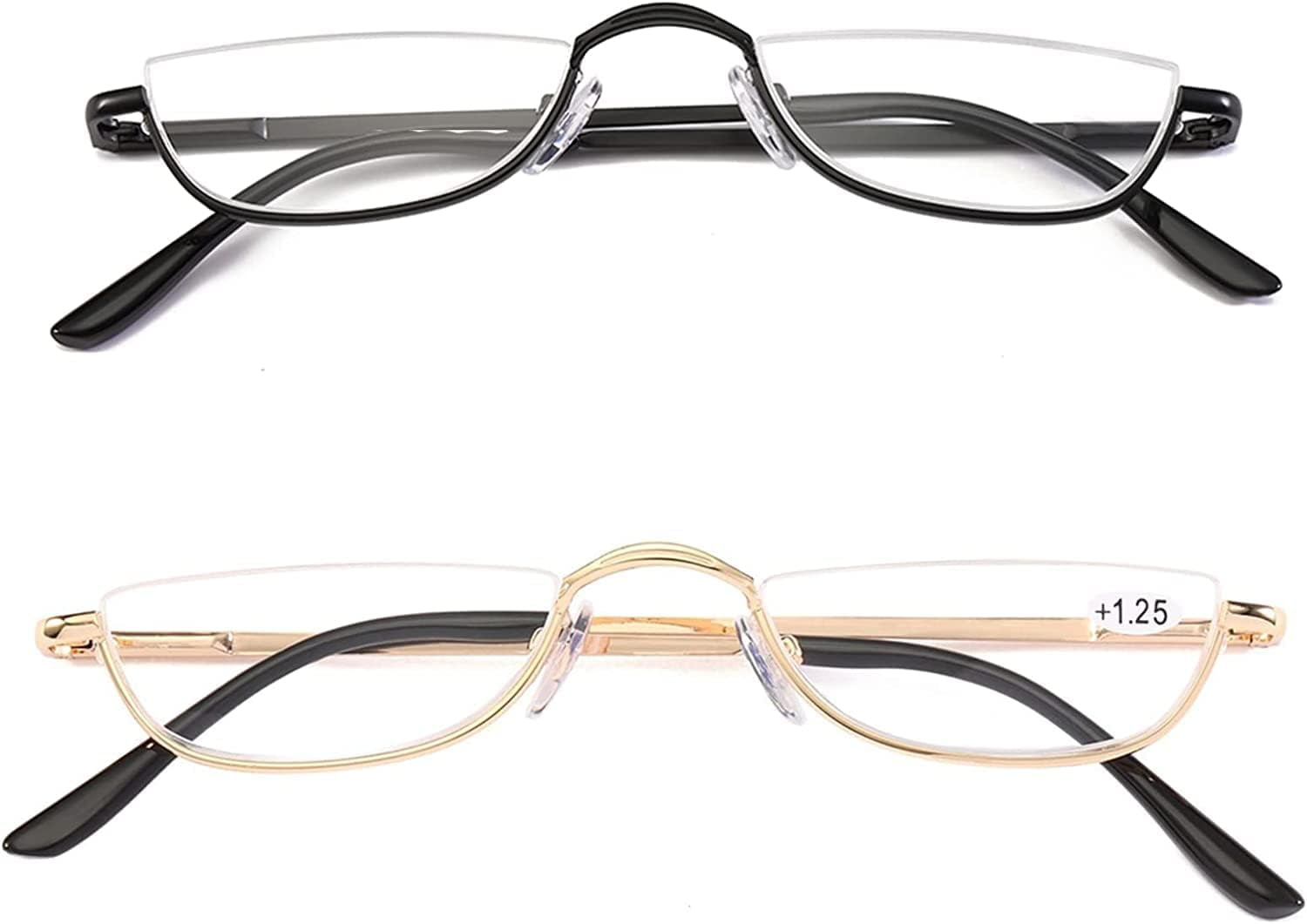 2 Pack Retro Designer Half Moon Reading Glasses Women Men Spring Hinge ...