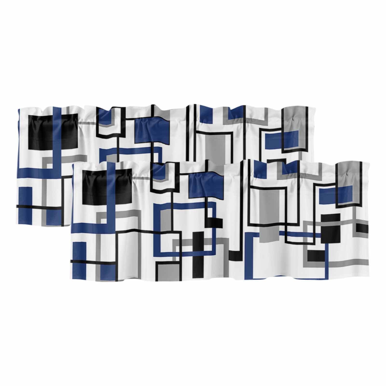 2 Pack Retro Middle Valance for Window Ages Abstract Geometric Blue ...