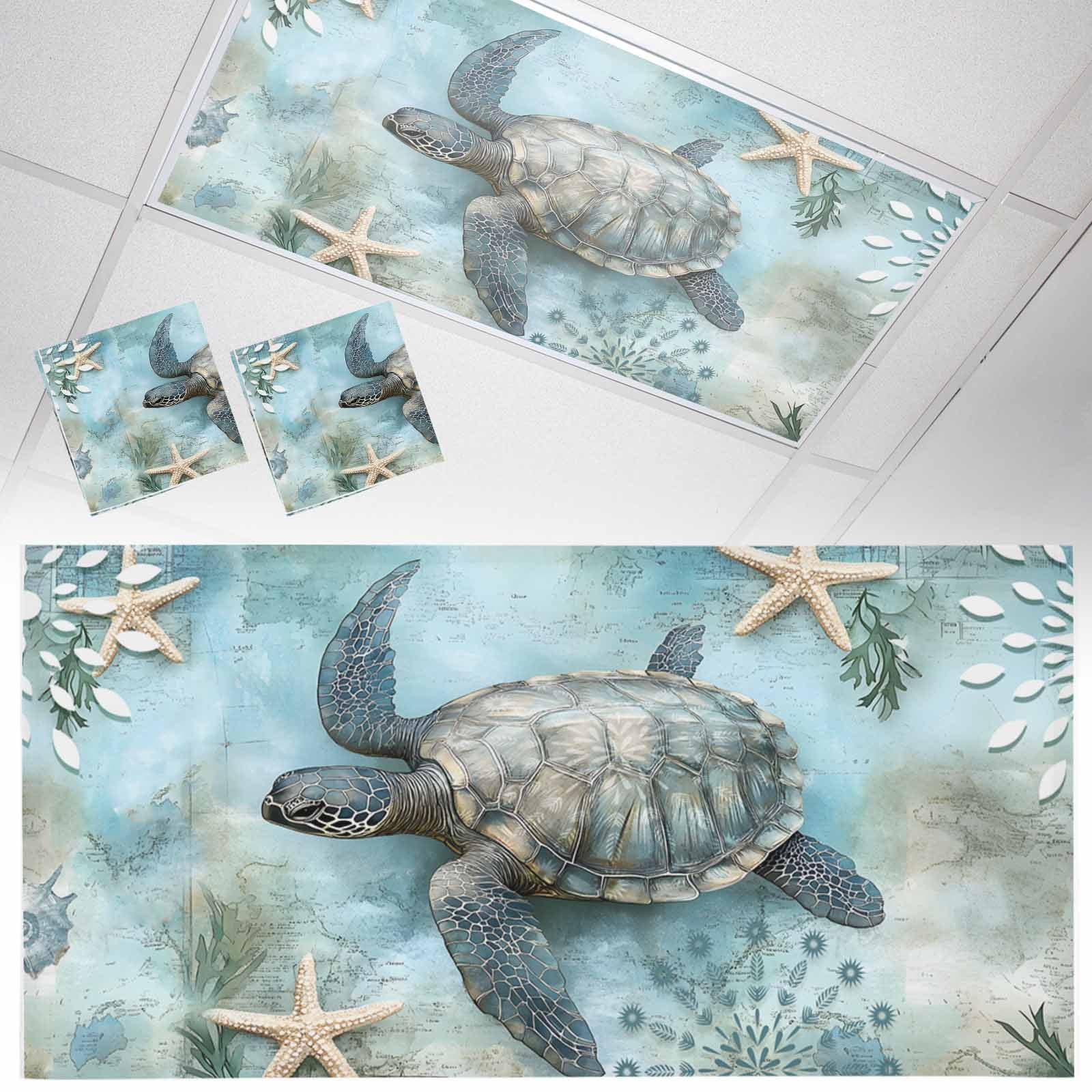 2 Pack Retro Sea Turtles Fluorescent Light Covers for Ceiling Lights ...