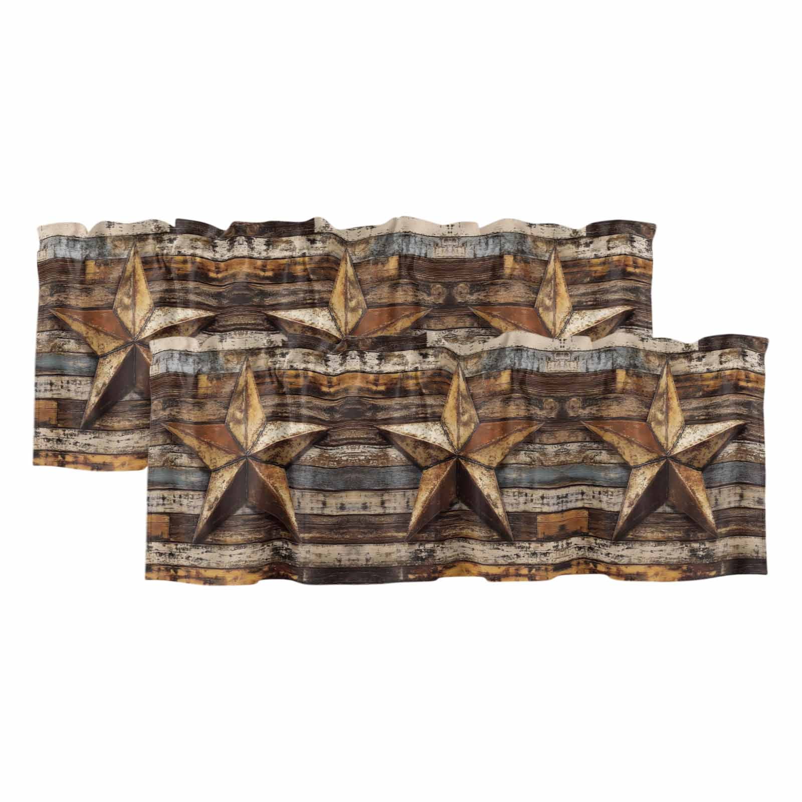 2 Pack Retro Star Valance for Window Abstract Metal Shabby Stars Old ...