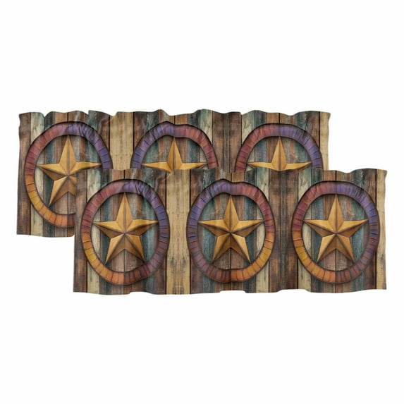 2 Pack Retro Star Valance for Window Abstract Metal Stars Gradient ...