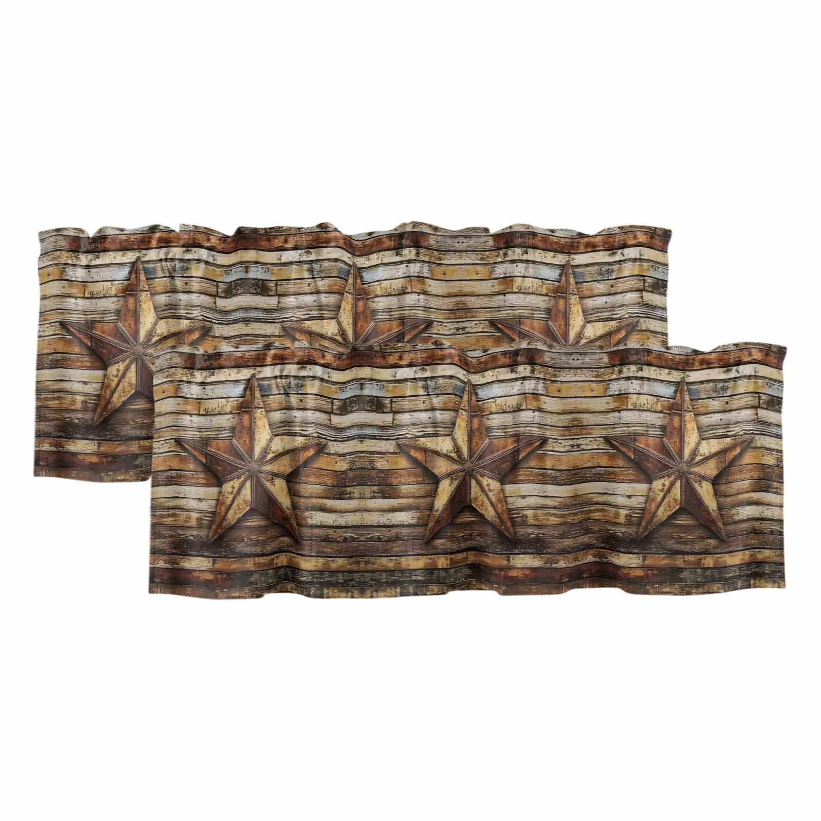 2 Pack Retro Star Valance for Window Abstract Metal Stars Old Weathered ...