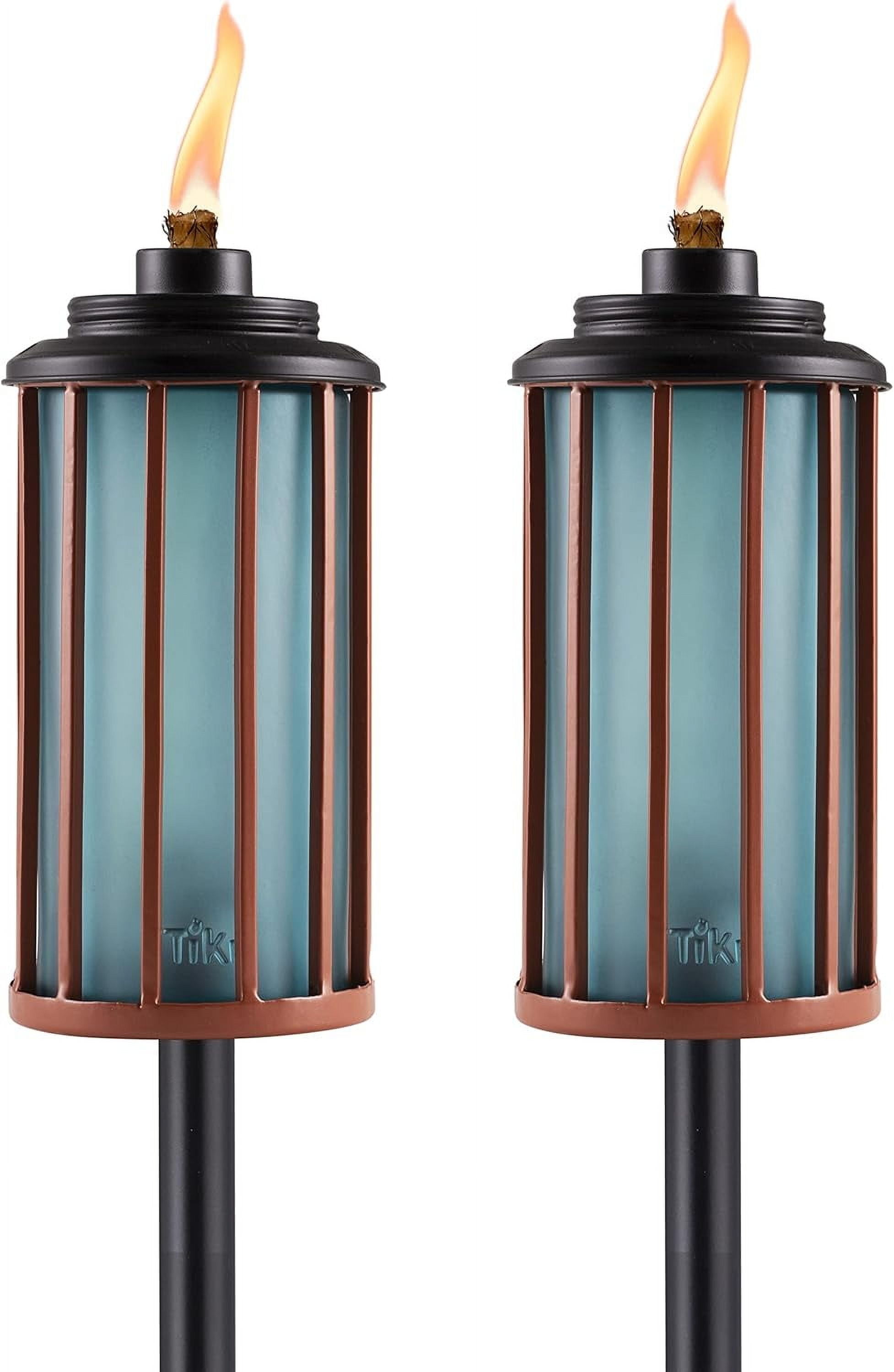 2-Pack Retro Stripe Glass Torches, 65-Inch Outdoor Decorative Torches ...