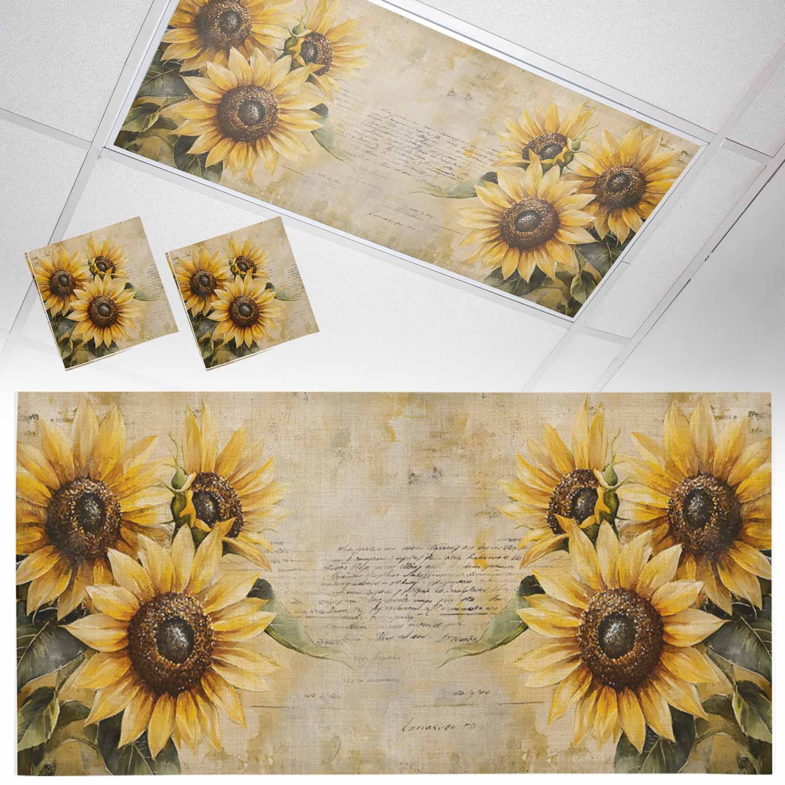 2 Pack Retro Sunflower Fluorescent Light Covers for Ceiling Lights ...