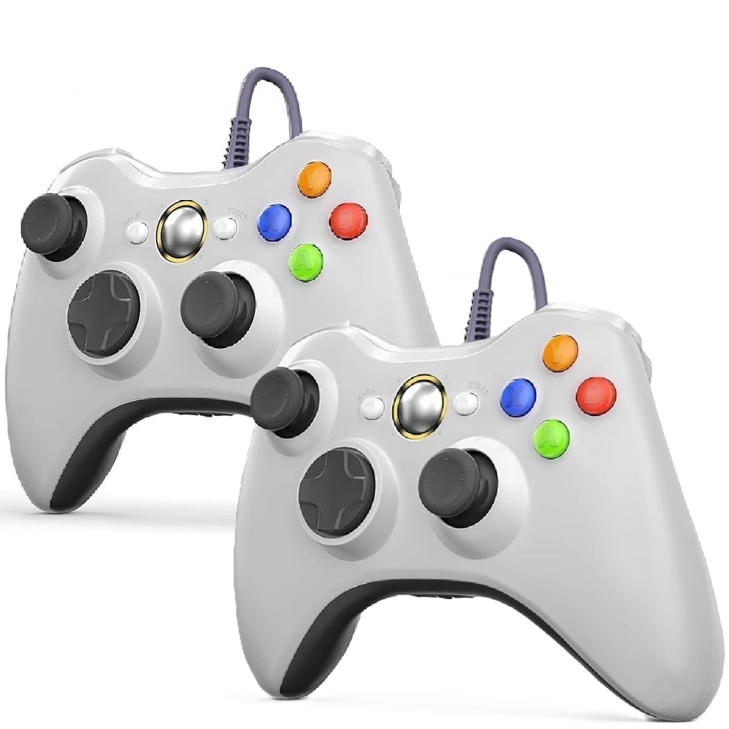 2 Pack RetroFam Xbox 360 Wired Joysticks Video Game Controller, White ...