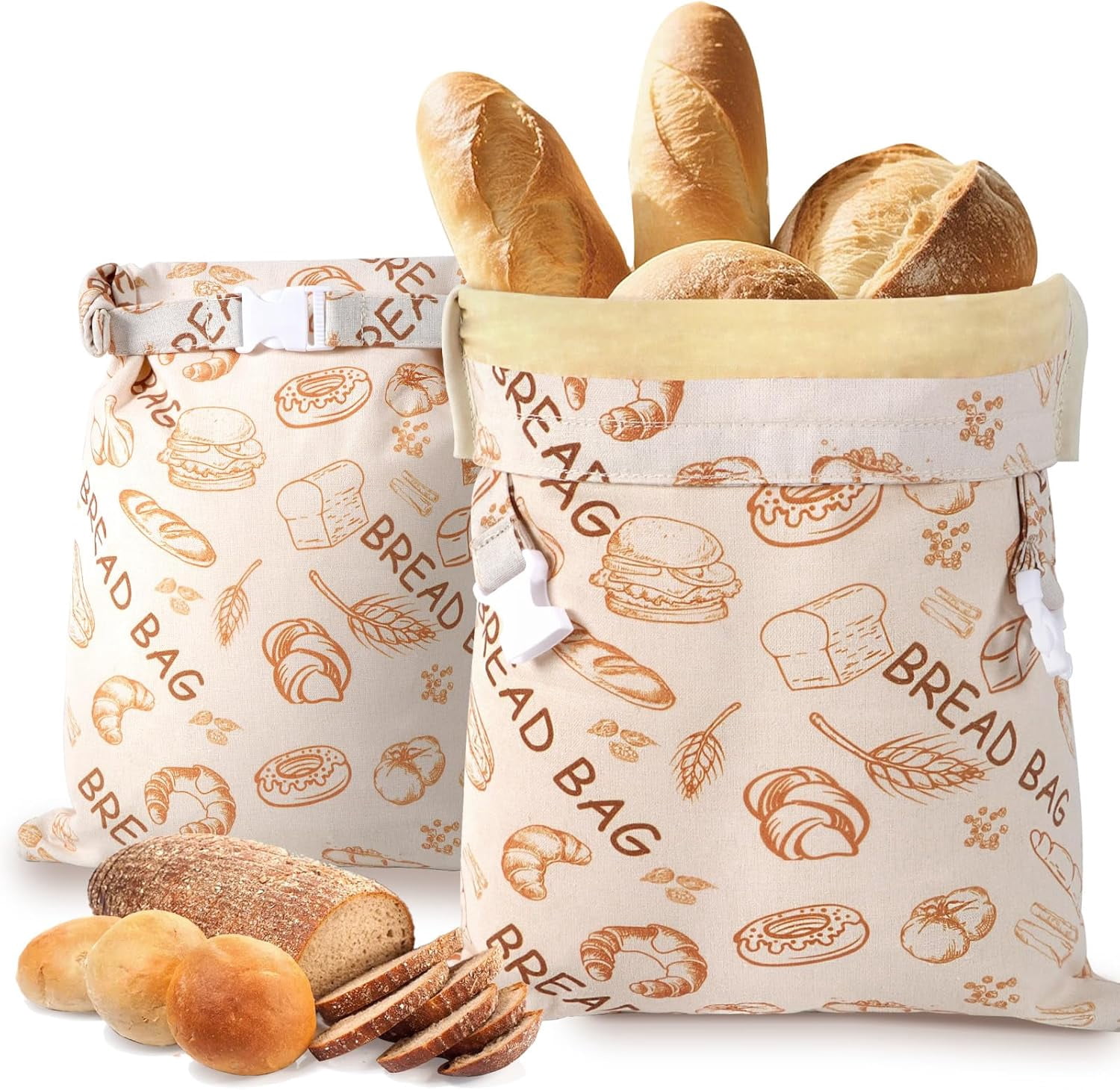 2 Pack Reusable Beeswax Bread Bags for Sourdough Homemade Bread,Natural ...