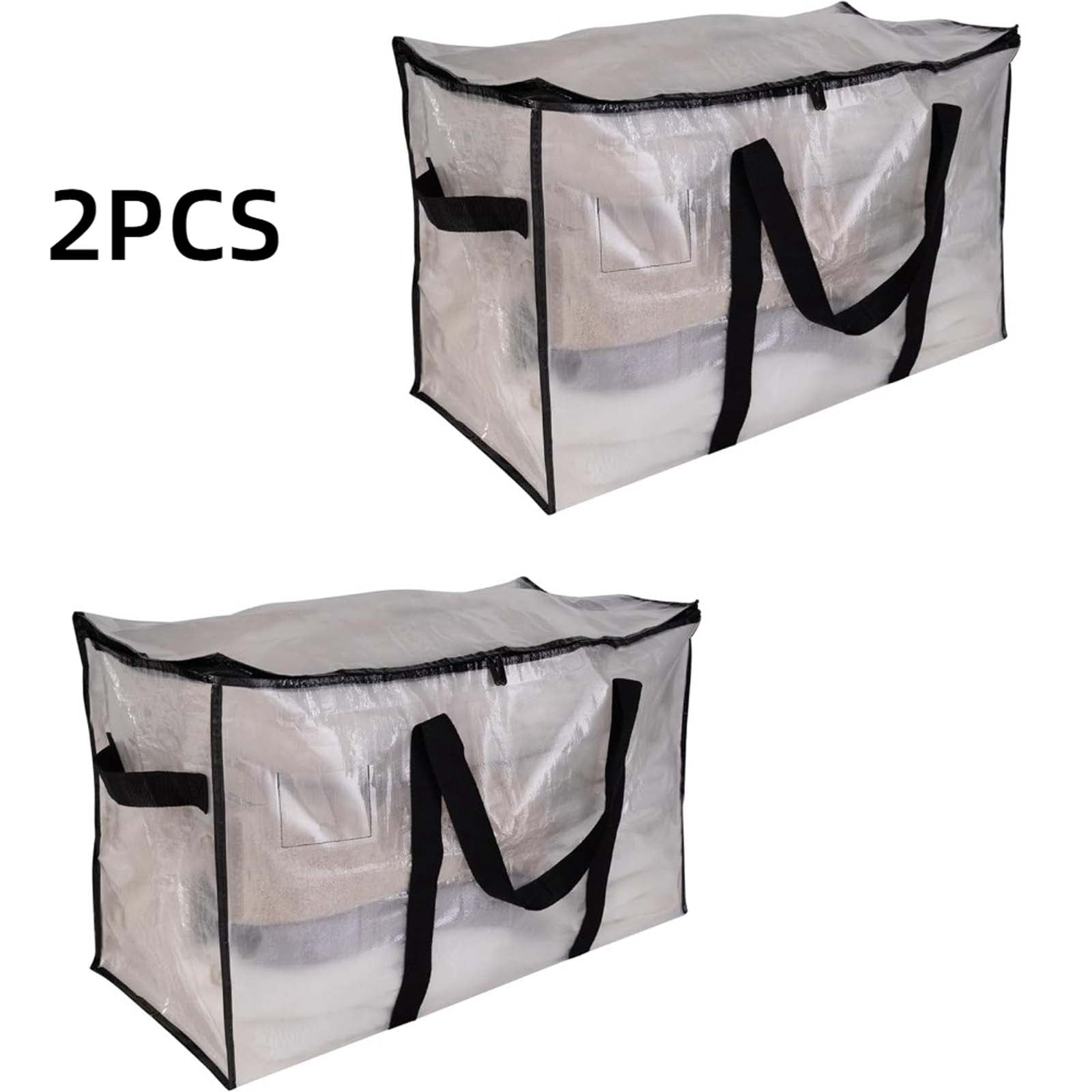 2-Pack Reusable Clear Storage Bins with Lids, Large Moving Boxes with ...