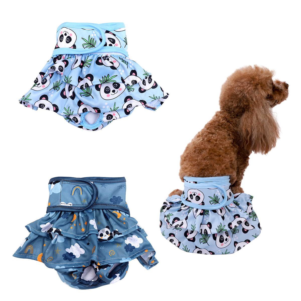 2 Pack Reusable Doggie Diapers Dress, Absorbency Leak-Proof Puppy ...