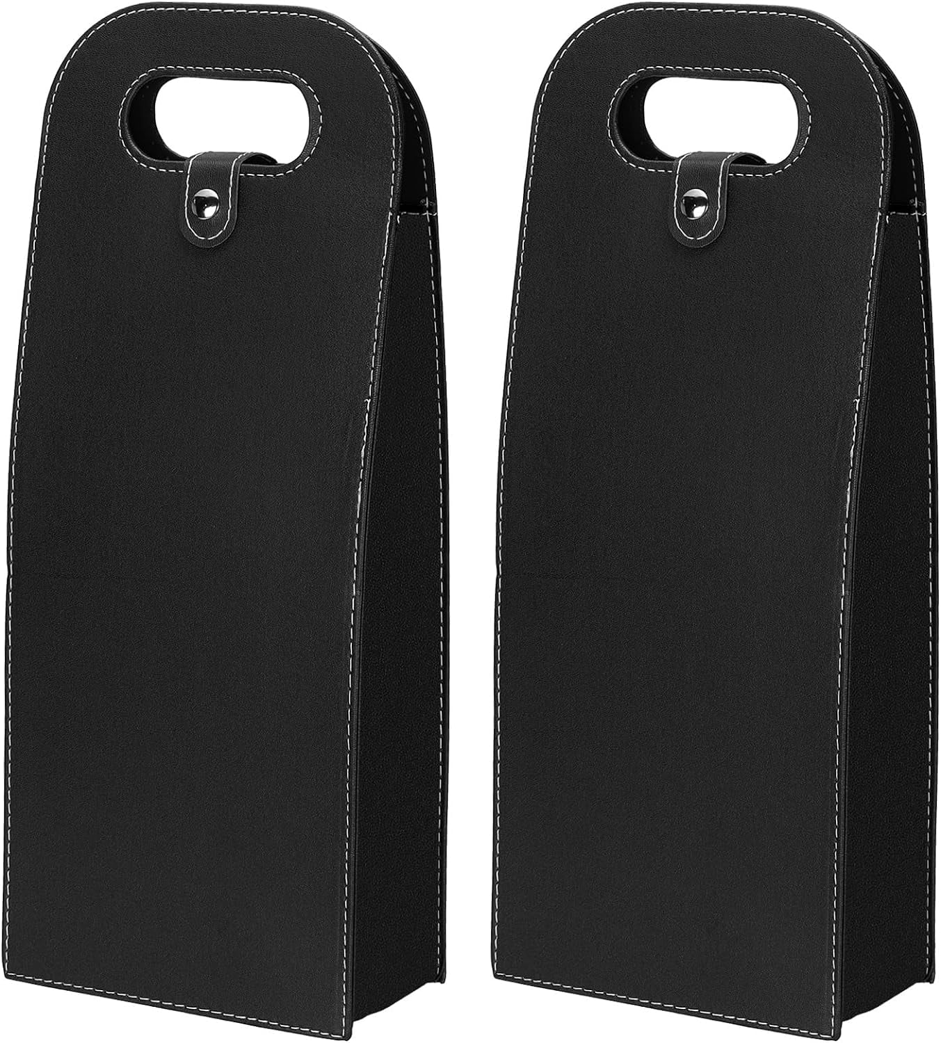 2-Pack Reusable Leather Wine Tote Carrier - Portable Champagne Gift ...