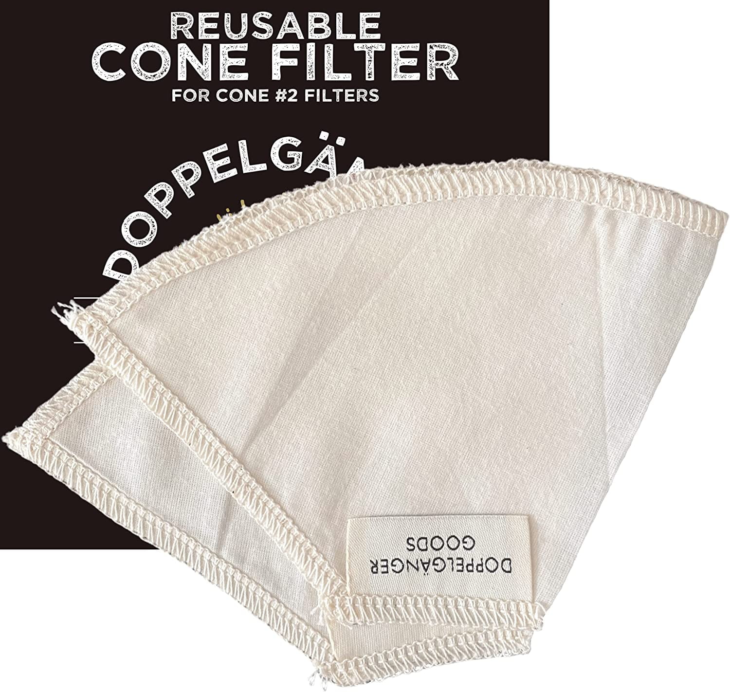 (2-Pack) Reusable Organic Cotton Cone #2 Coffee Filter — Cloth Filters ...