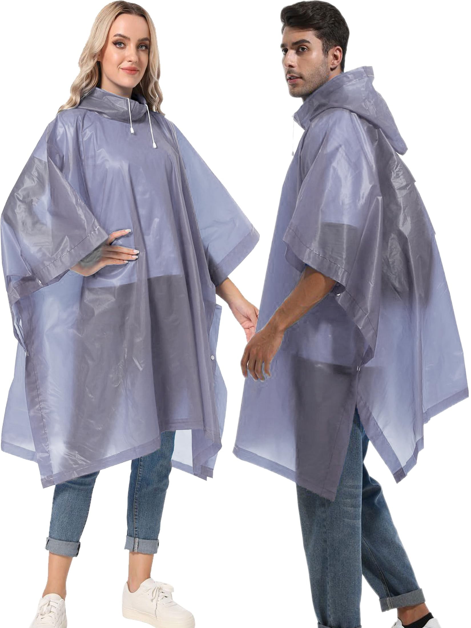 XKKDG 2-Pack Reusable Rain Ponchos for Adults, Raincoats Emergency ...