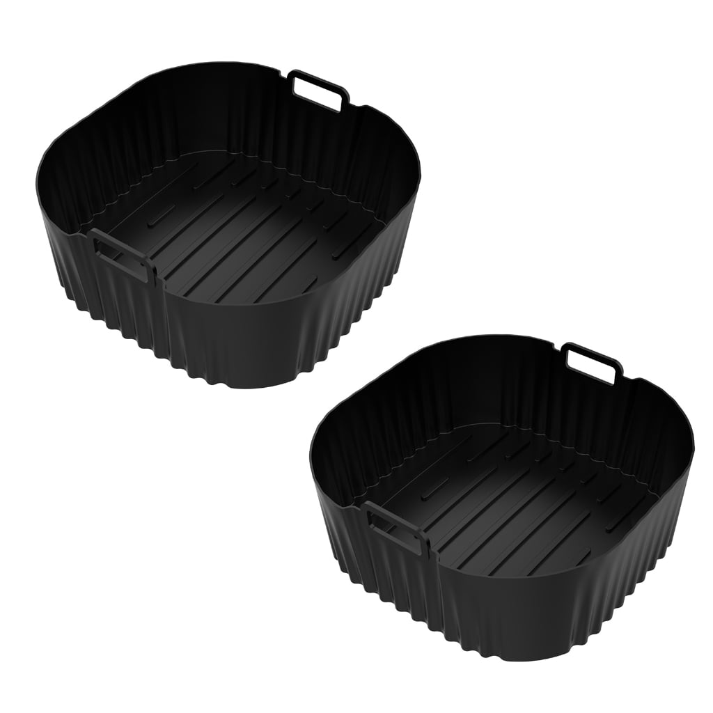 2 Pack Reusable Silicone Square Baskets Silicone Liners Set Oven Safe ...