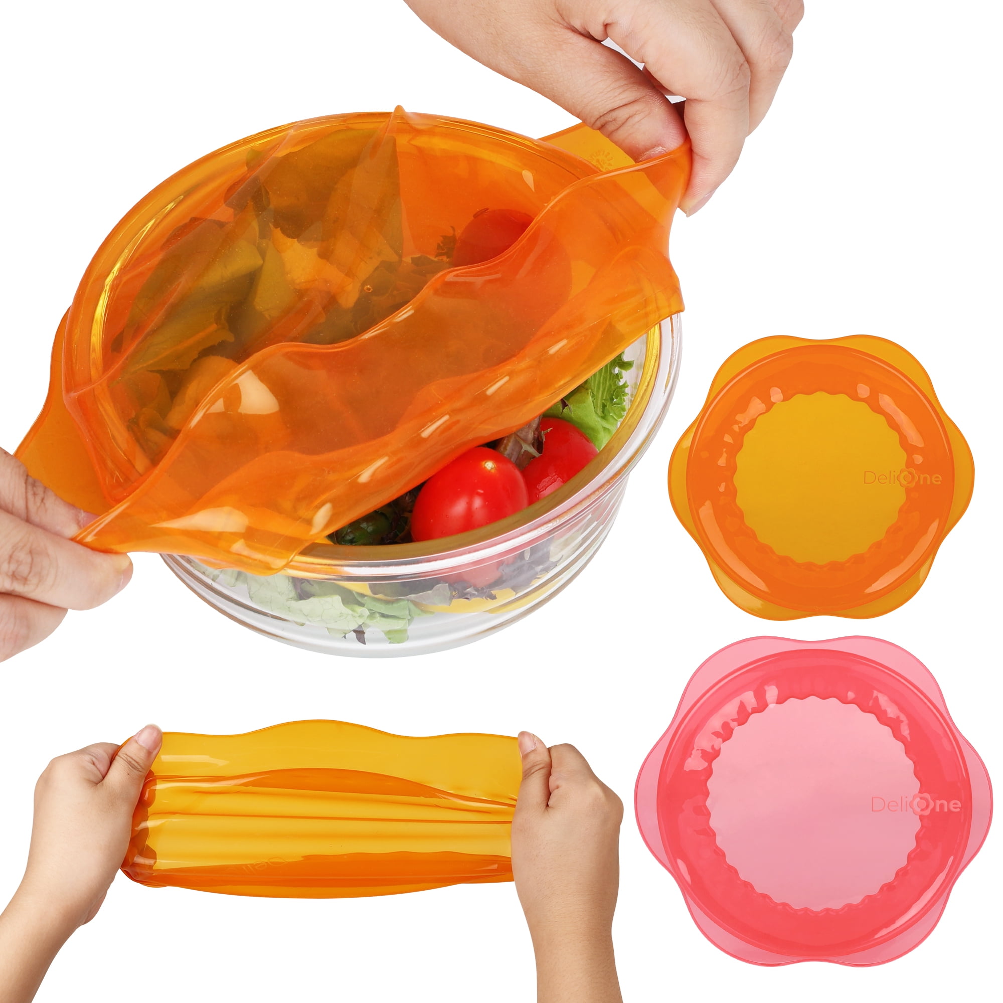 2 Pack Reusable Silicone Stretch Lids, Food Grade Silicone Microwave ...
