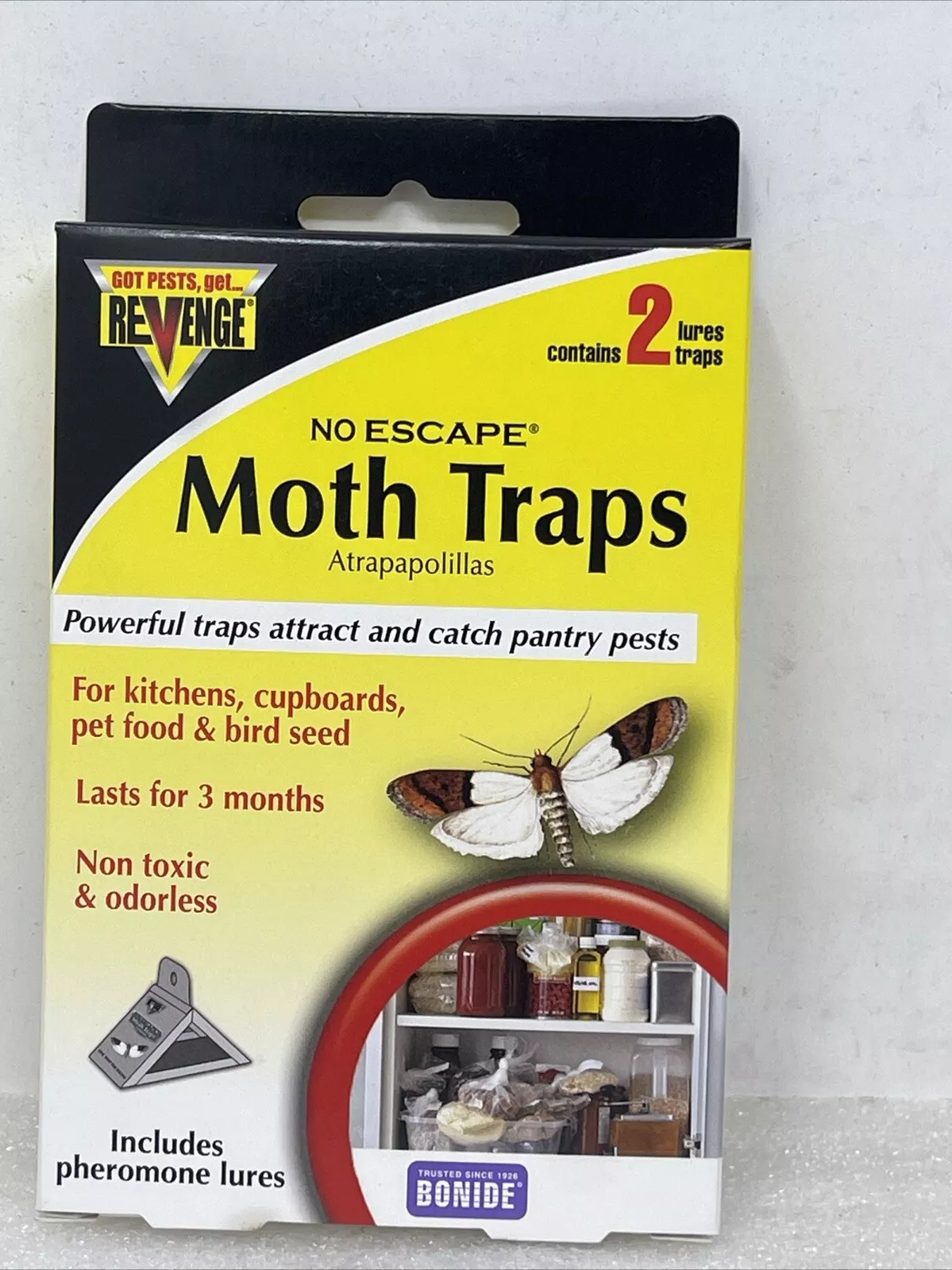 (2 Pack) Revenge No Escape Moth Traps Lures, For Kitchens, Pet Food ...