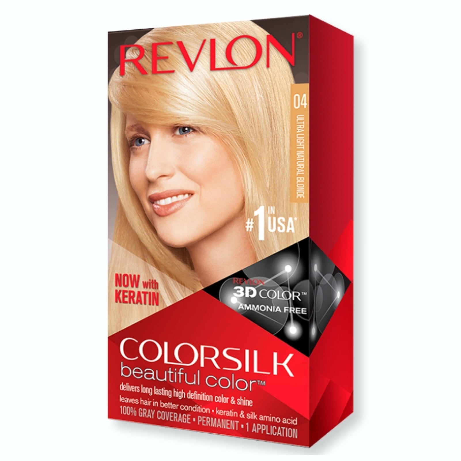 2 Pack - Revlon ColorSilk Beautiful Permanent Color, [04] Ultra Light ...