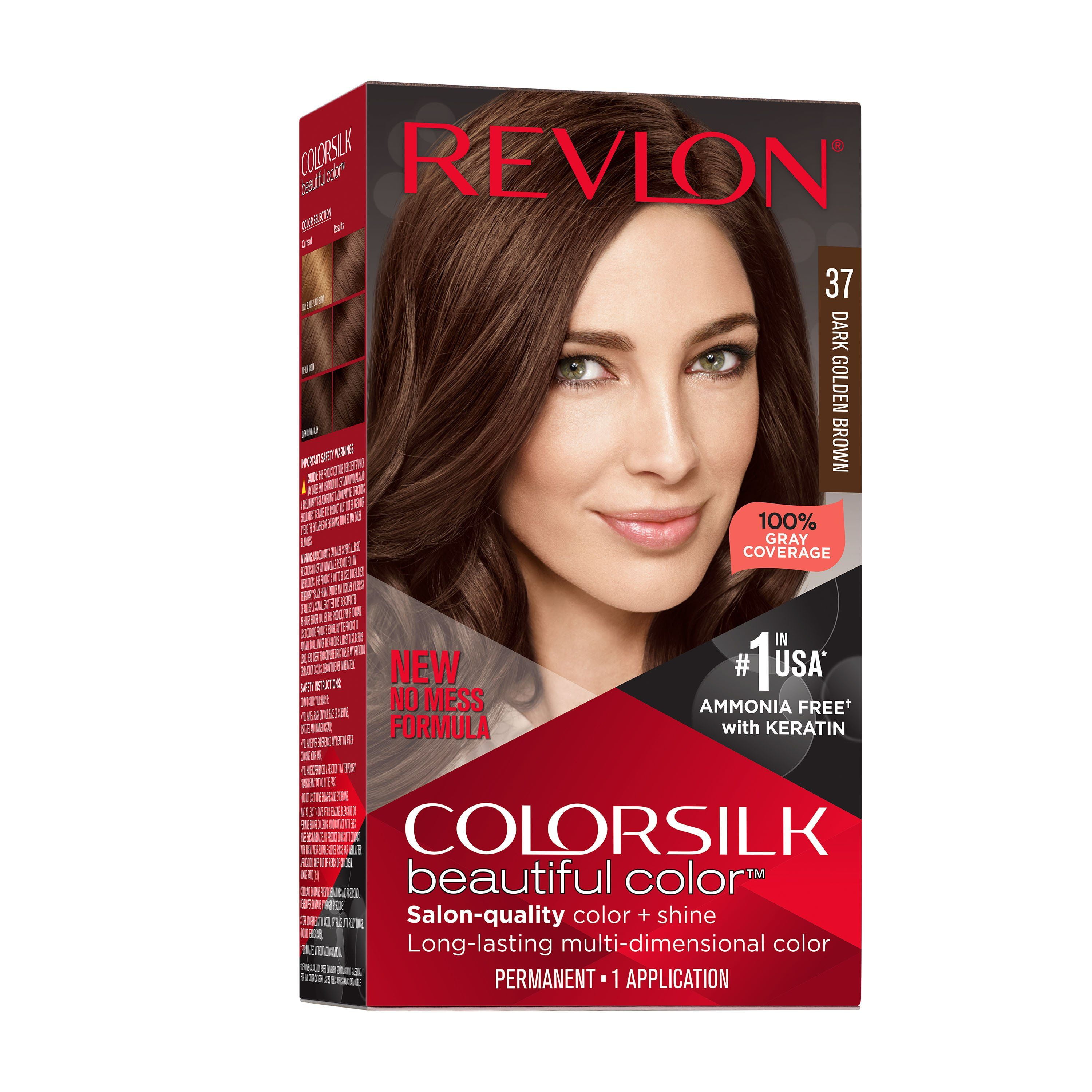 2 Pack - Revlon ColorSilk Hair Color - 37 Dark Golden Brown - Each ...
