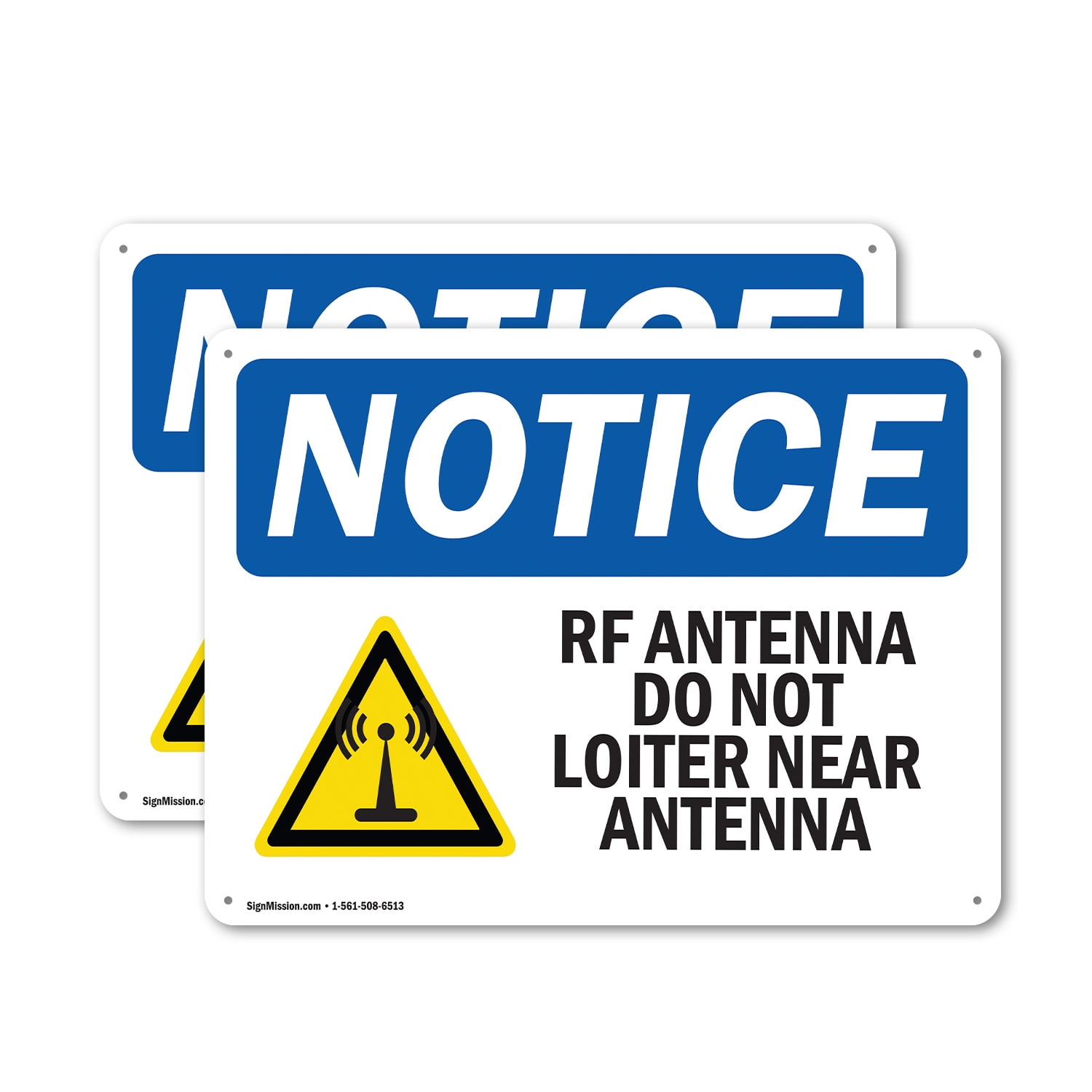 (2 Pack) Rf Antenna Do Not Loiter Near Antenna OSHA Notice Sign 18 Inch ...