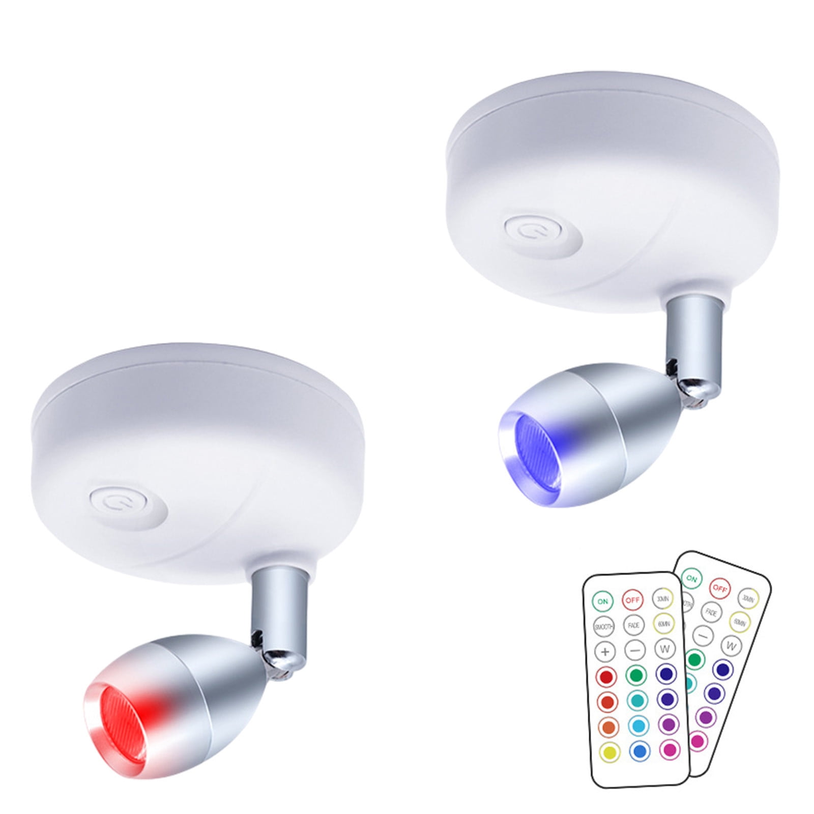 2 Pack Rgb Color Changing Wall Lights Battery Operated Led Night Lamp ...