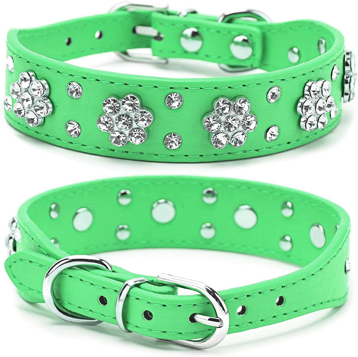 2 Pack Rhinestone Dog Collar, Cute Flower Rhinestone Cat Dog Collar ...