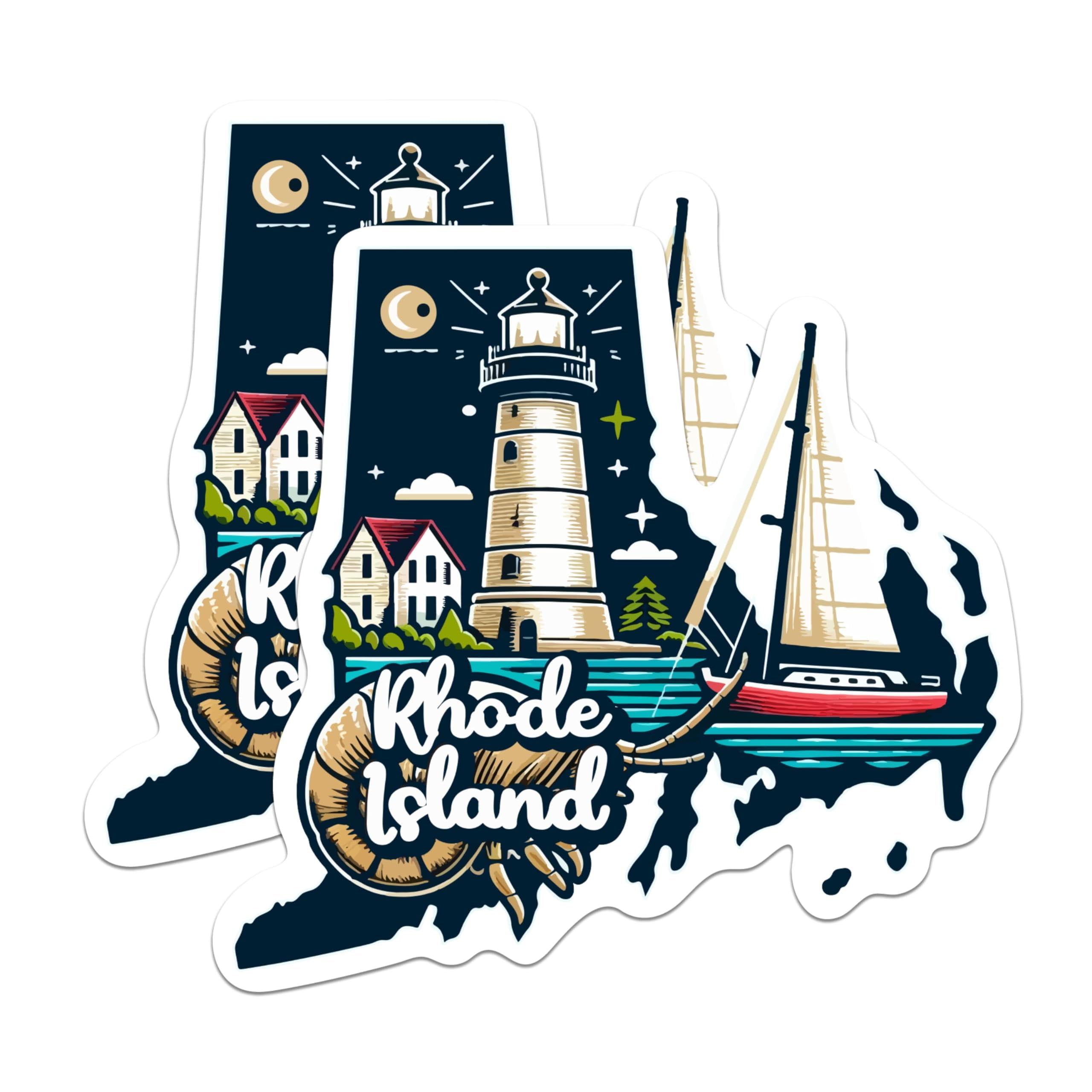 (2 Pack) Rhode Island State Shape Stickers - RI State Sticker - Choose ...
