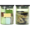 2 Pack Ribbed Glass Qtip Holder Dispenser Set - Apothecary Jars with ...