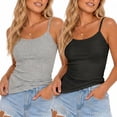 2 Pack Ribbed Spaghetti Strap Tank Tops for Women, Scoop Neck Slim Fit ...