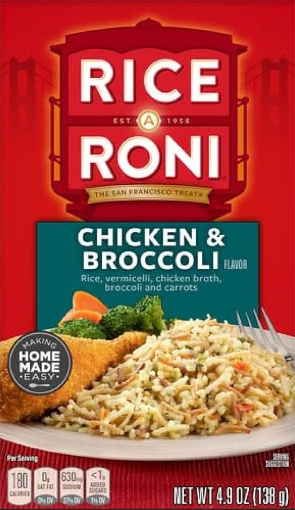 Rice-A-Roni Rice Mix, Chicken and Broccoli, Vermicelli, 4.9 oz Box ...