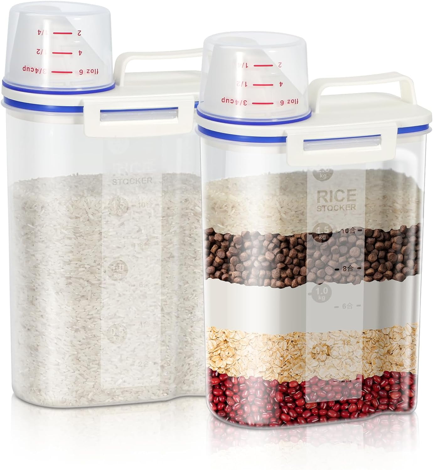 2 Pack Rice Cereal Container - Easy Pouring Rice Storage Containers ...