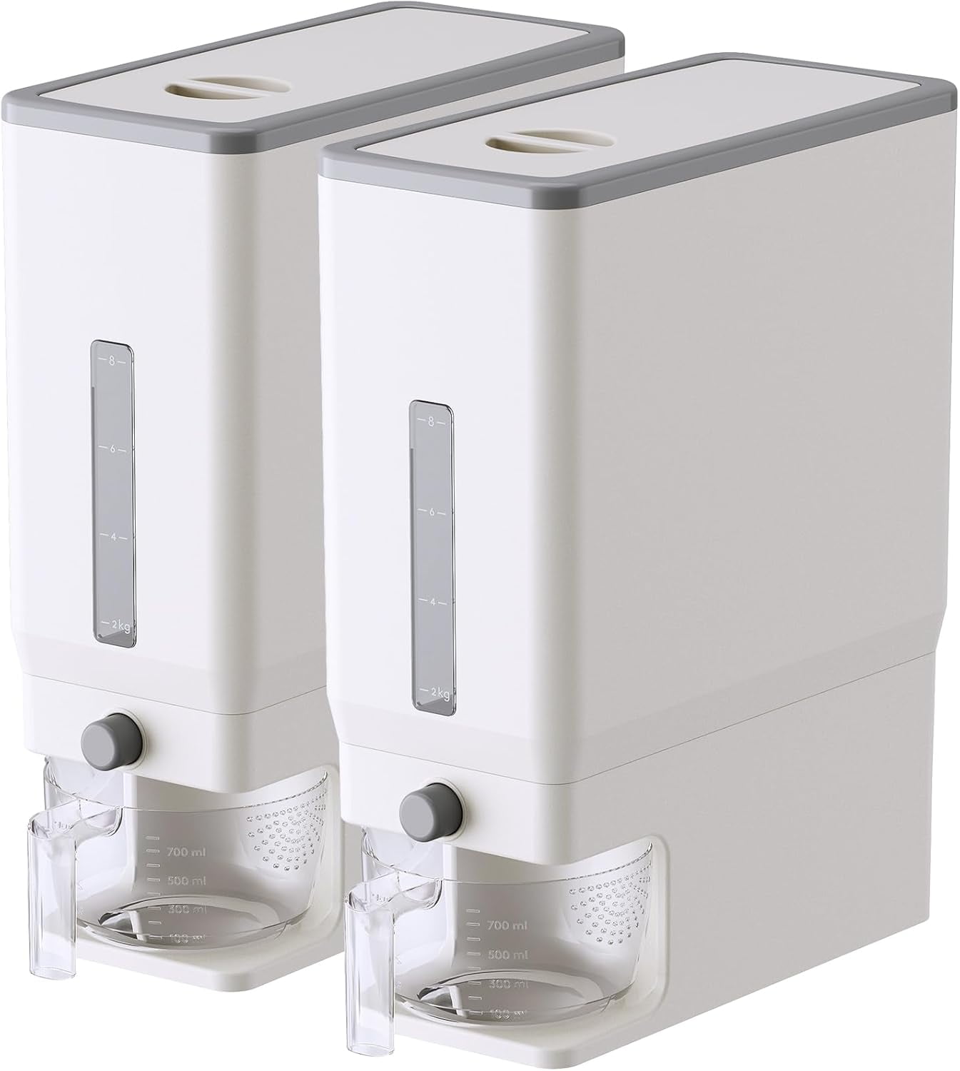 2 Pack Rice Dispenser 25 Lbs(11.3kg), Rice Storage Container Sealed ...