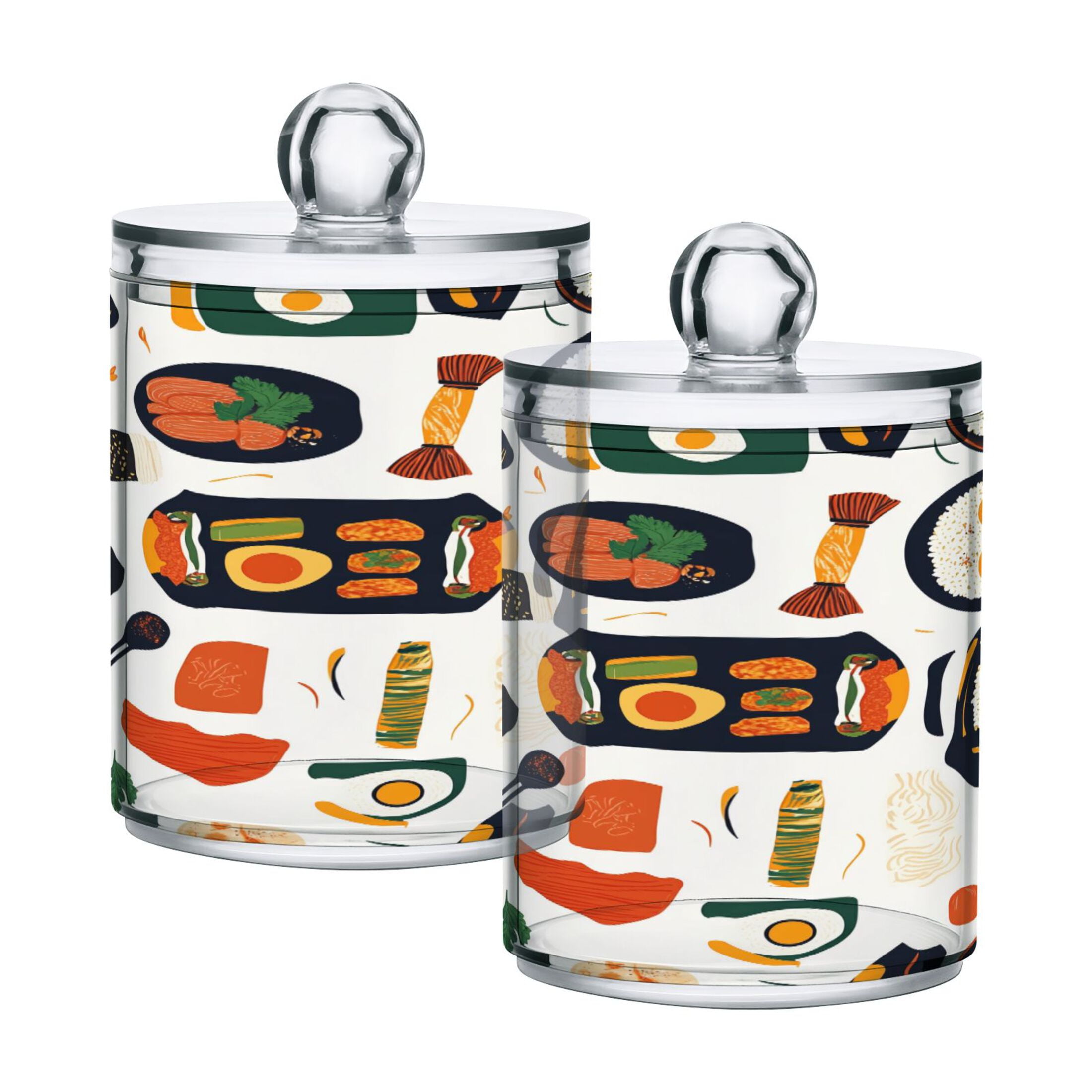 2 Pack Rice Egg Meat Qtip Holder Dispenser Clear Plastic Storage ...