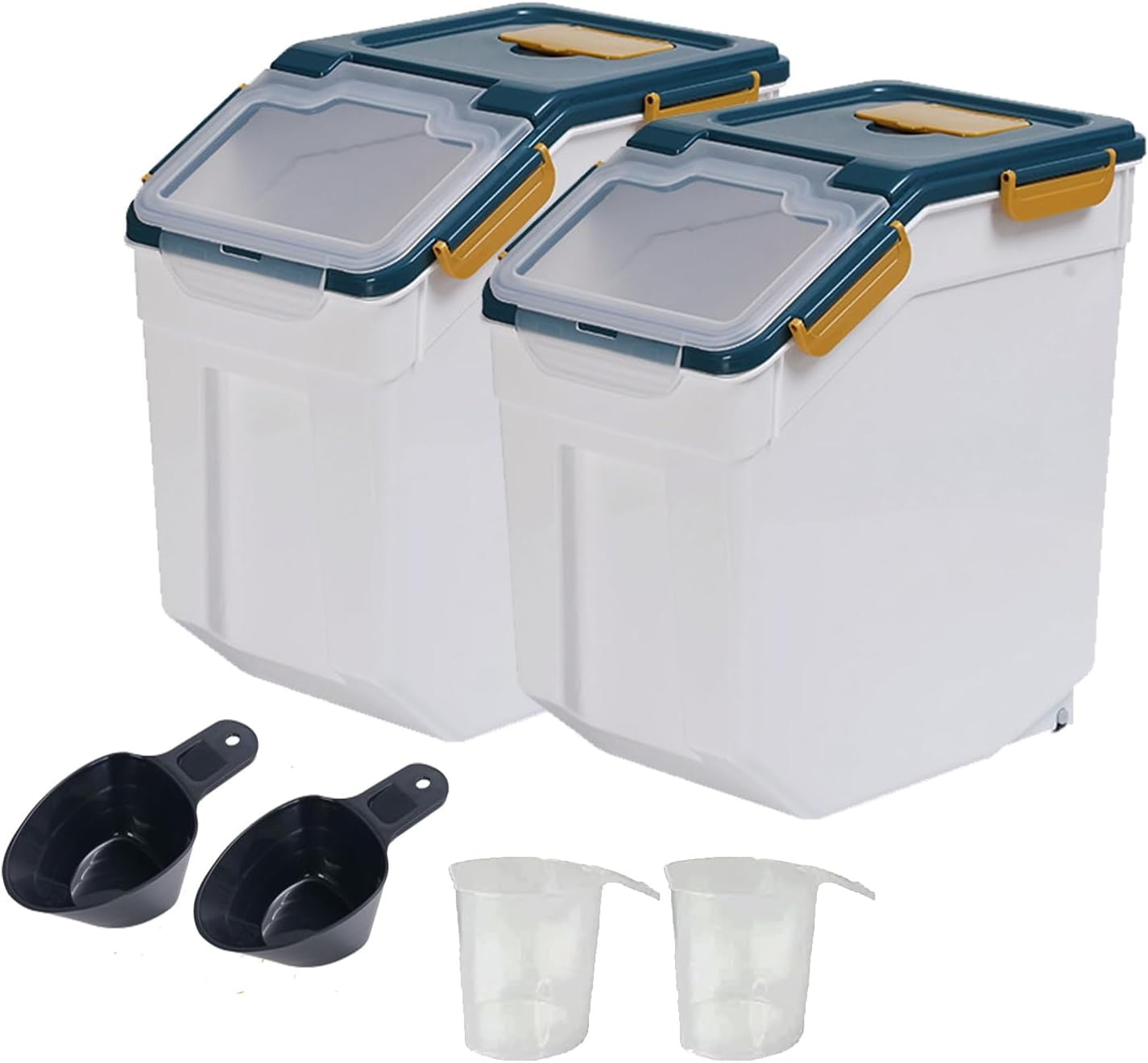 2 Pack Rice Storage Container with Measuring Cup 50 lb Flour Storage ...