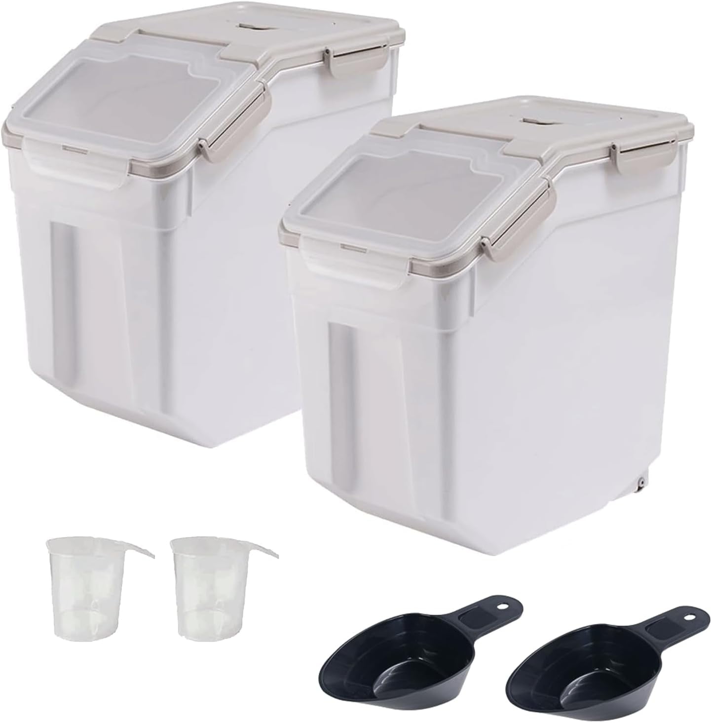 2 Pack Rice Storage Container with Measuring Cup 50 lb Flour Storage ...