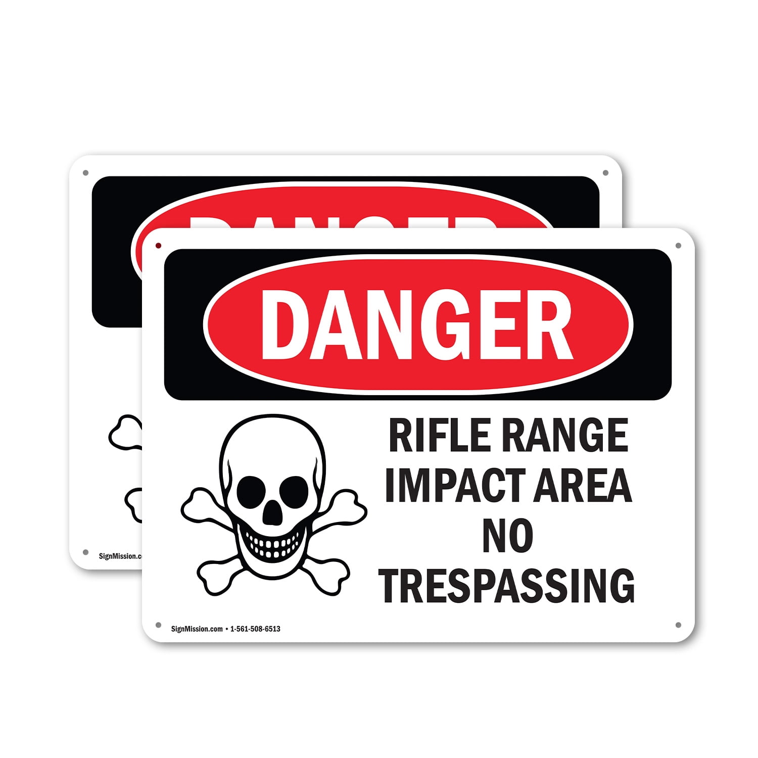 (2 Pack) Rifle Range Impact Area No Trespassing OSHA Danger Sign 10 ...