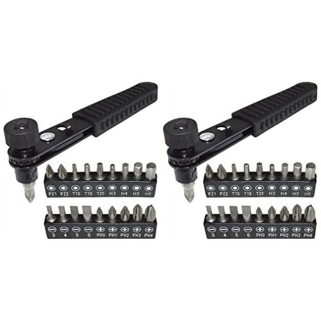 2 Pack Right Angle Close Quarters Ratcheting Reversible Screwdriver Set ...