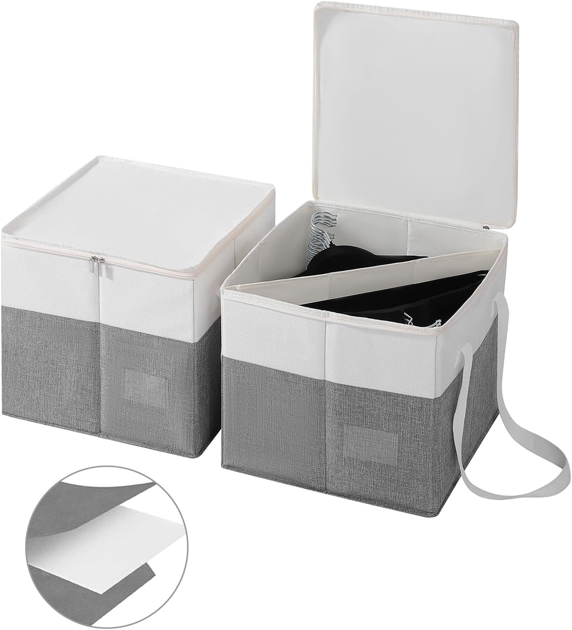 2-Pack Rigid Clothes Hanger Organizer Bag with Dust-Proof Lid, Sturdy ...