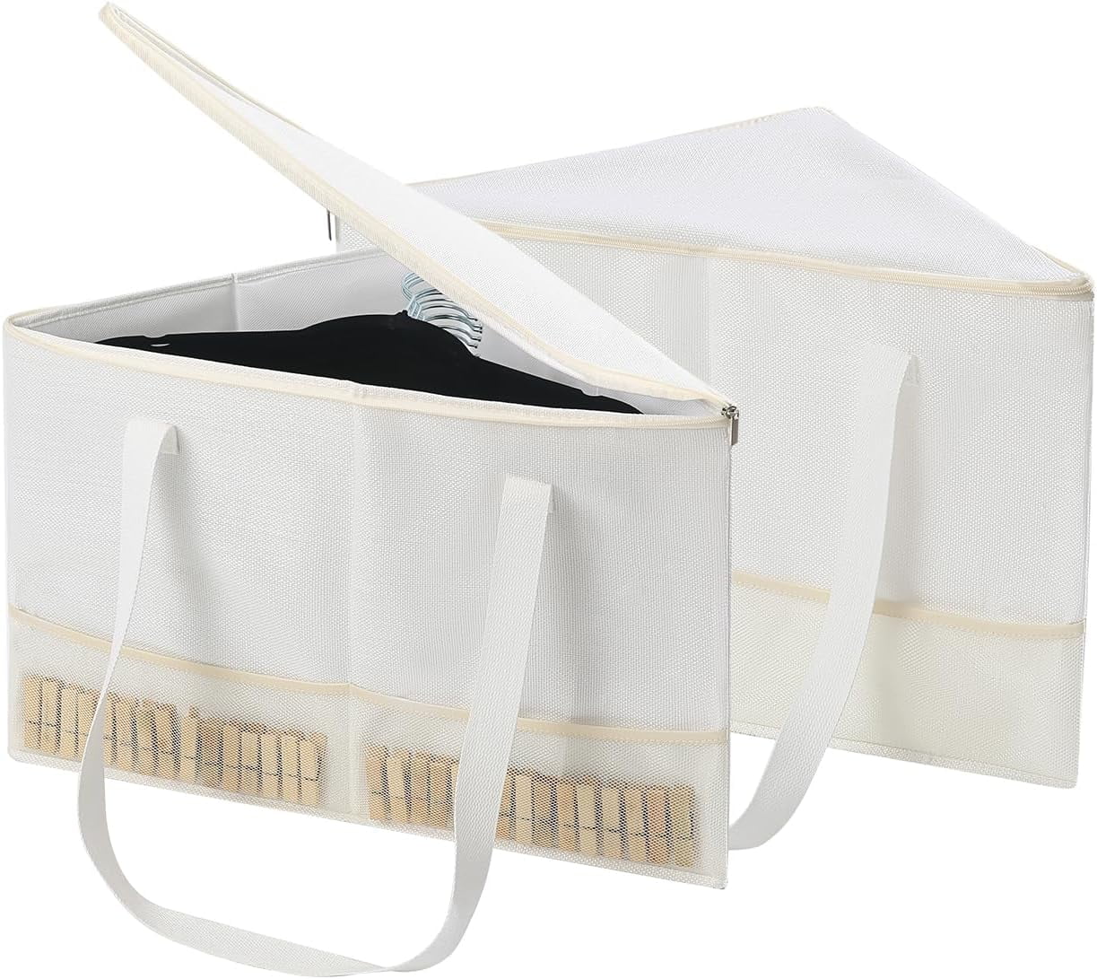 2 Pack Rigid Hanger Organizer, Triangle Storage Bin with Lid, Hanger ...
