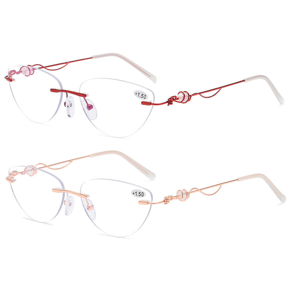 2 Pack Rimless Blue Light Blocking Reading Glasses for Men Women ...