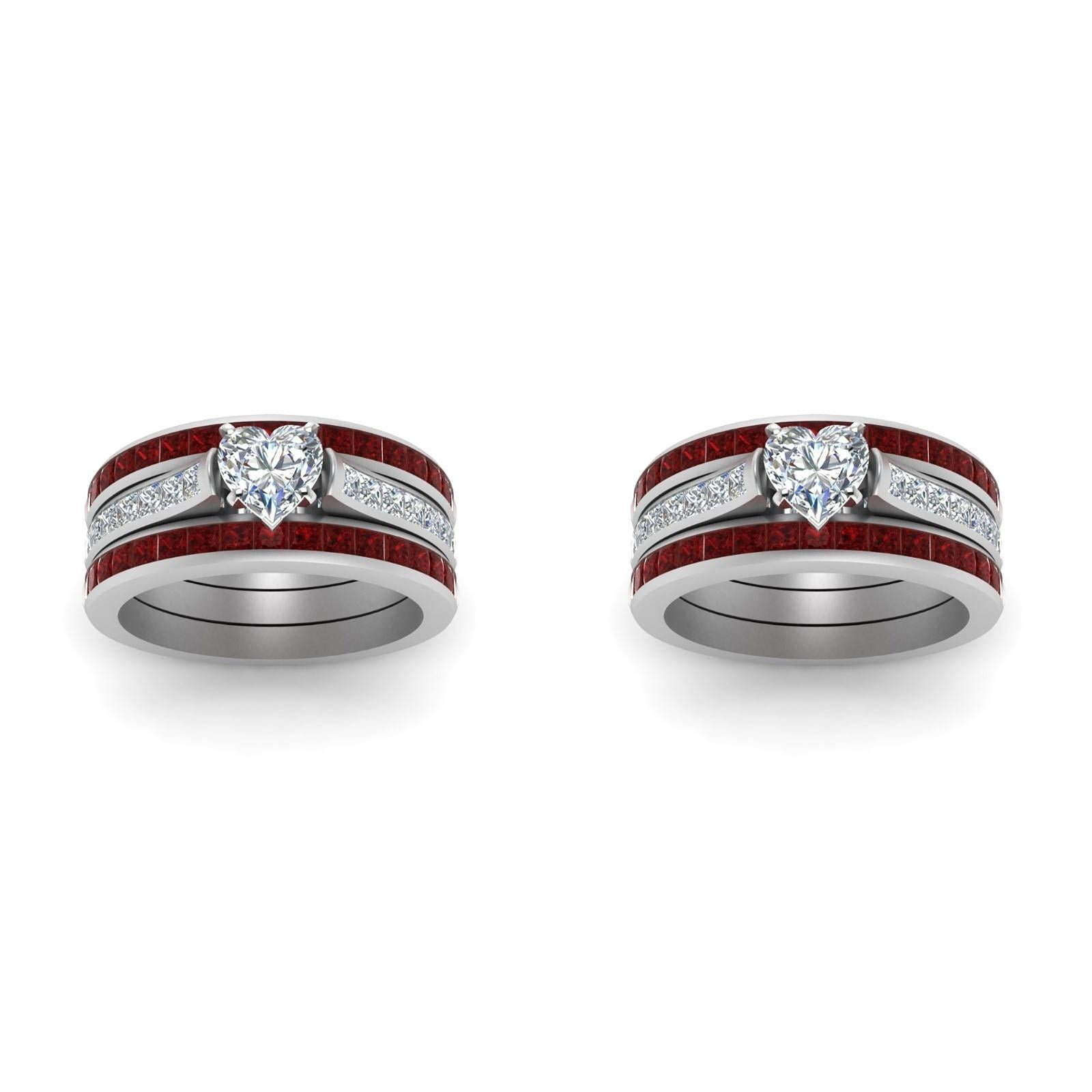 2 Pack,Ring Heart Grain Titanium Ring Three Layer Set Wood Couple Ring ...