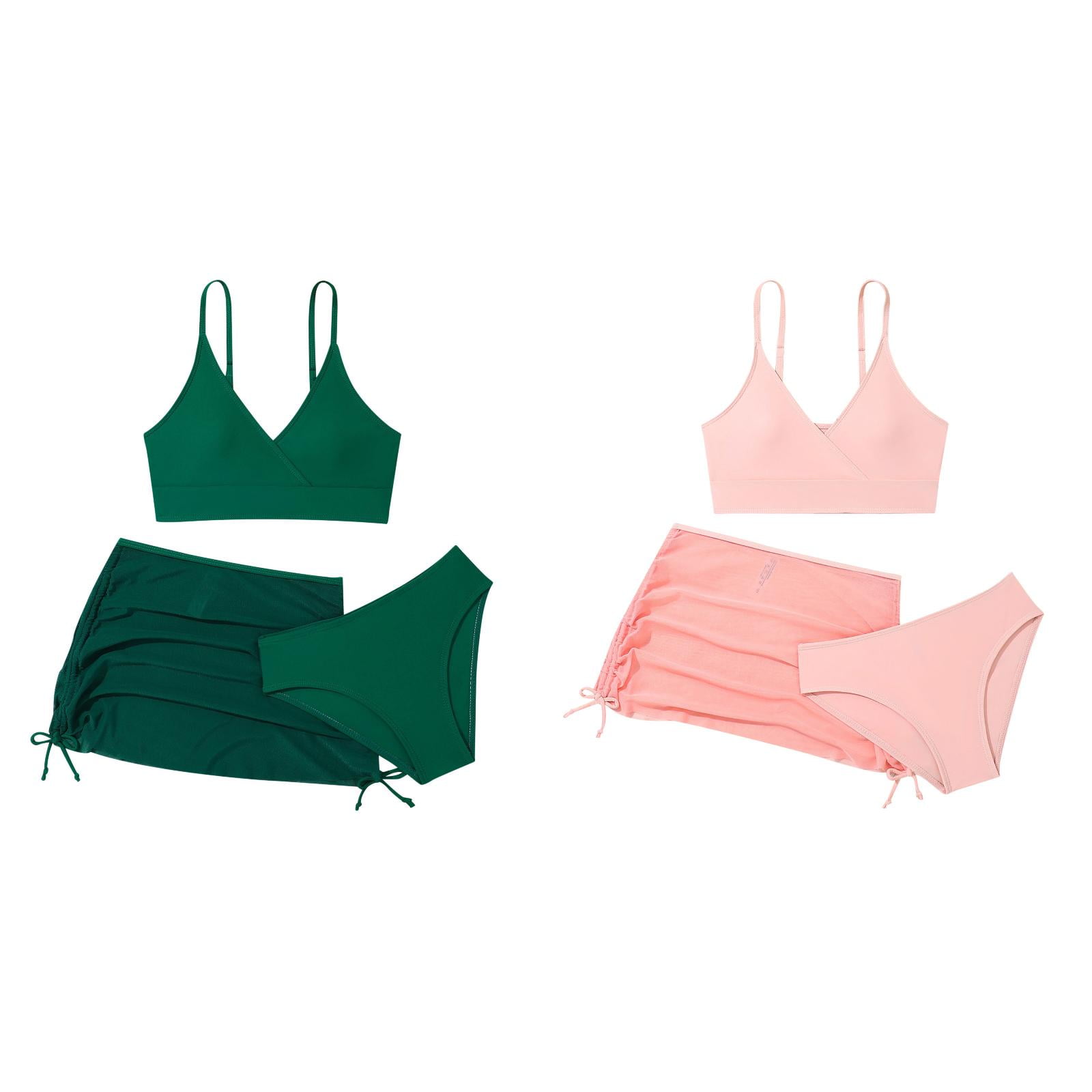 (2-Pack) Rinsvye Girls' 3 Piece Plain Bathing Suit Girl Size 12 ...