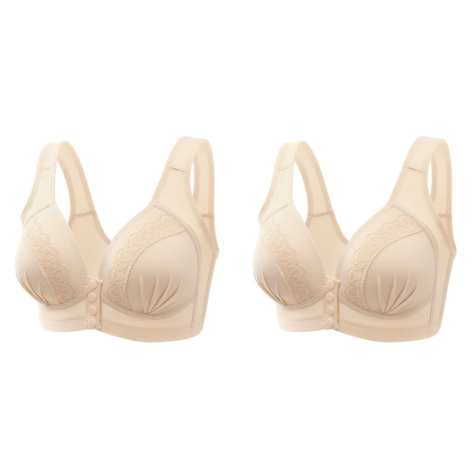 (2-Pack) Rinsvye Women Sexy Lace Front Bras Sports Button Shaping Cup ...