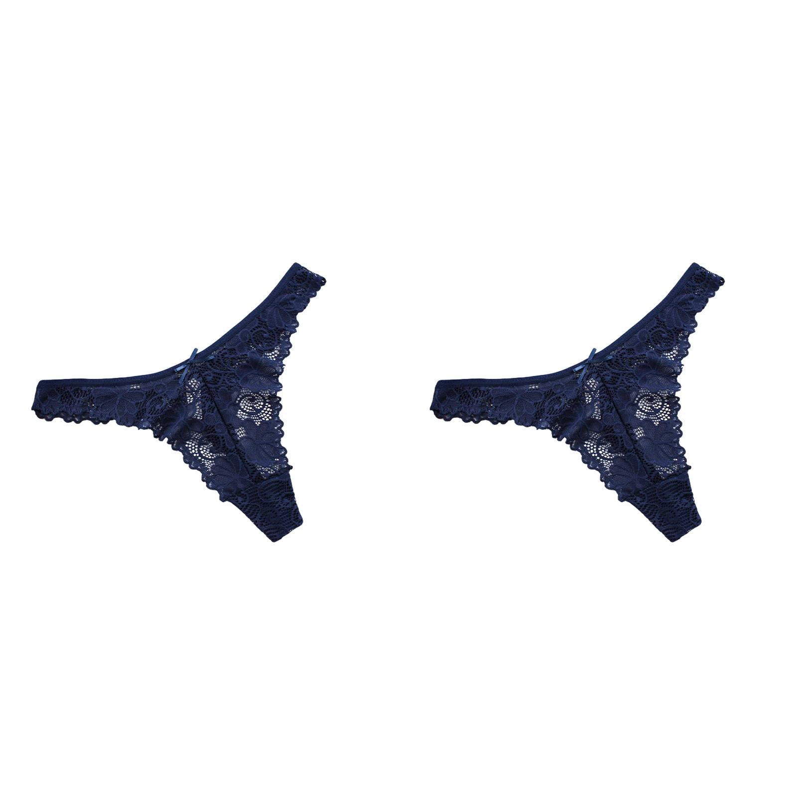 (2-Pack) Rinsvye Women Sexy Lace See-Through Plus Size Breathable Thongs Briefs Panties Pin Up ...