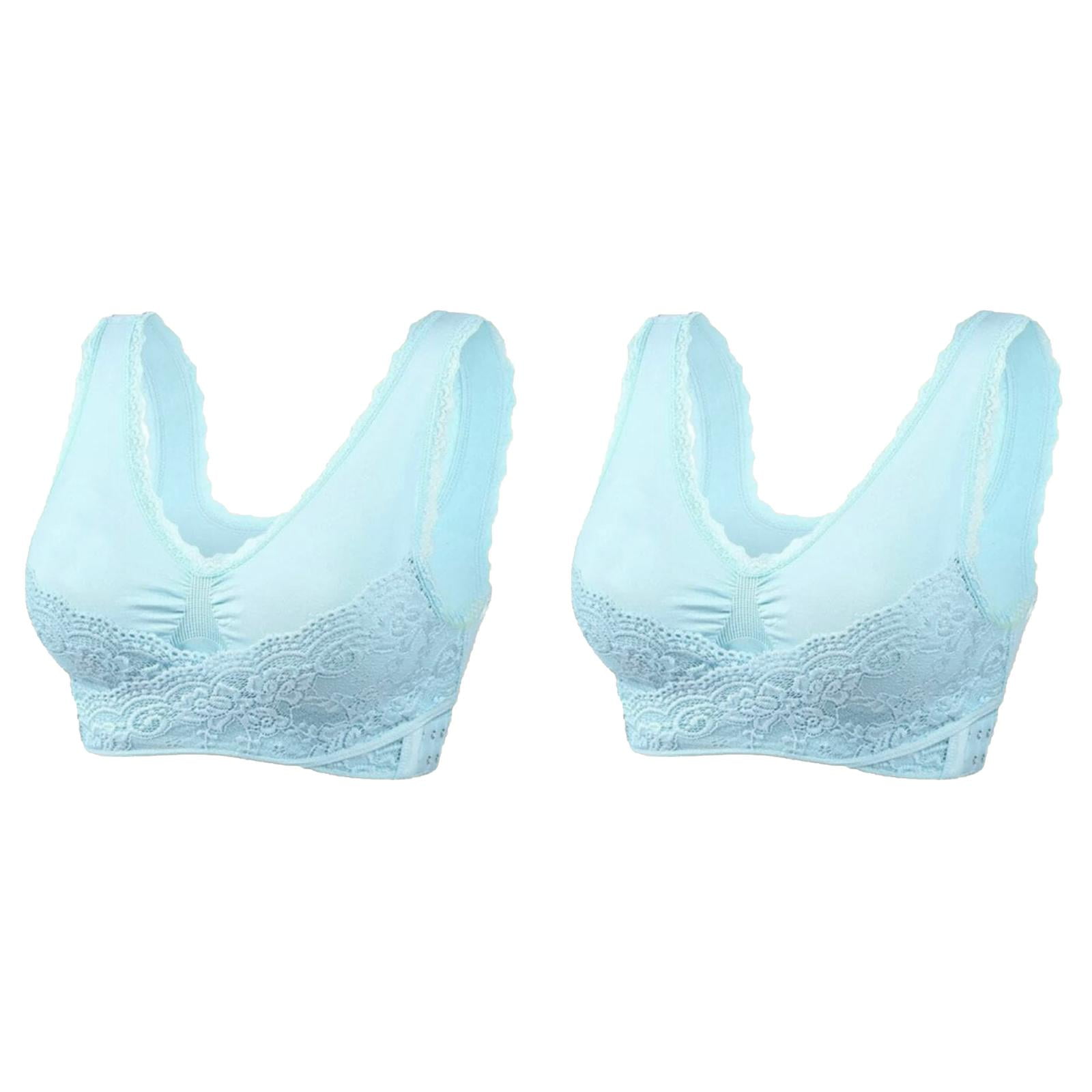 (2-Pack) Rinsvye Women's Front Side Buckle Bras for Women Lace Edge ...