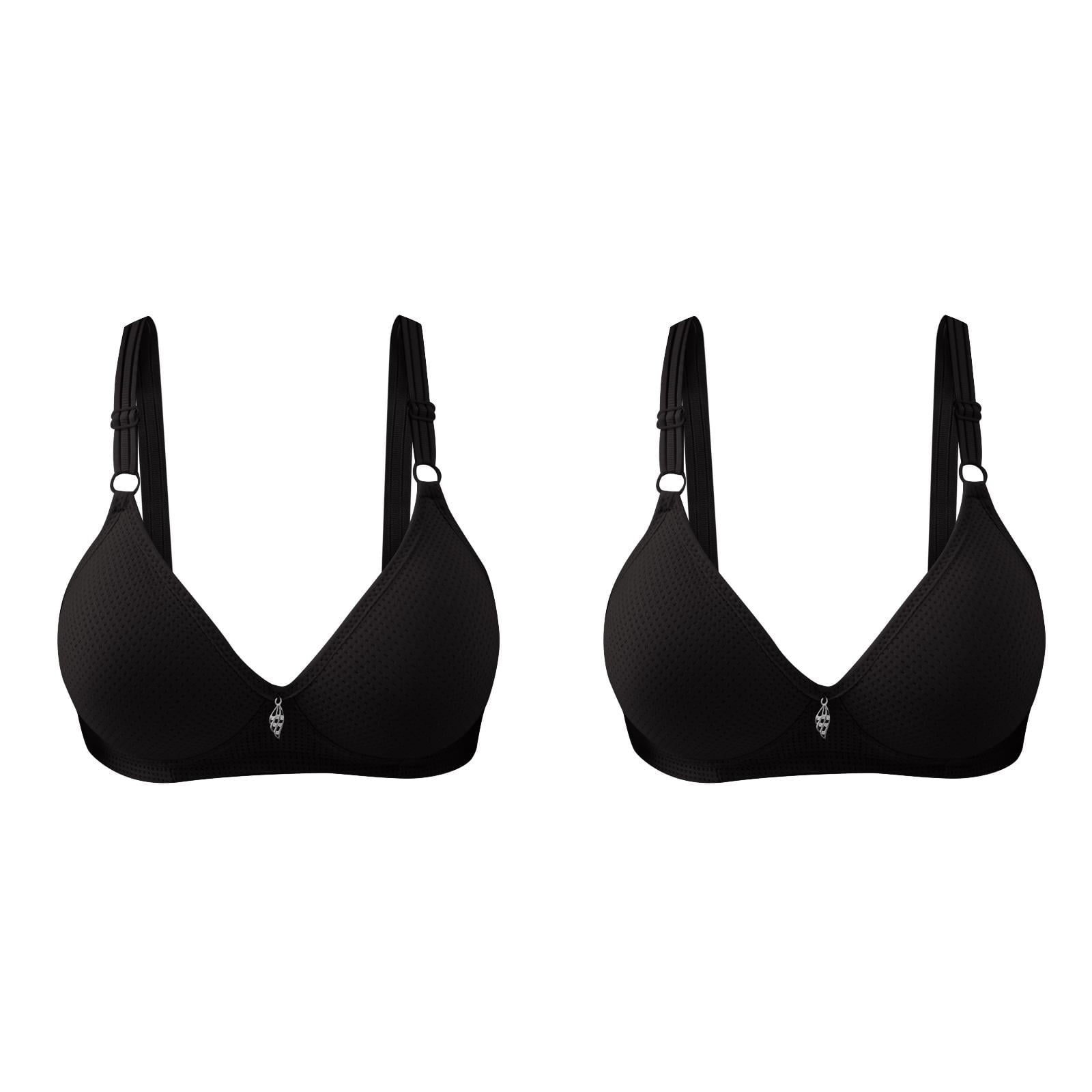 (2-Pack) Rinsvye Women's Front Side Buckle Small Bras Lace Edge without ...