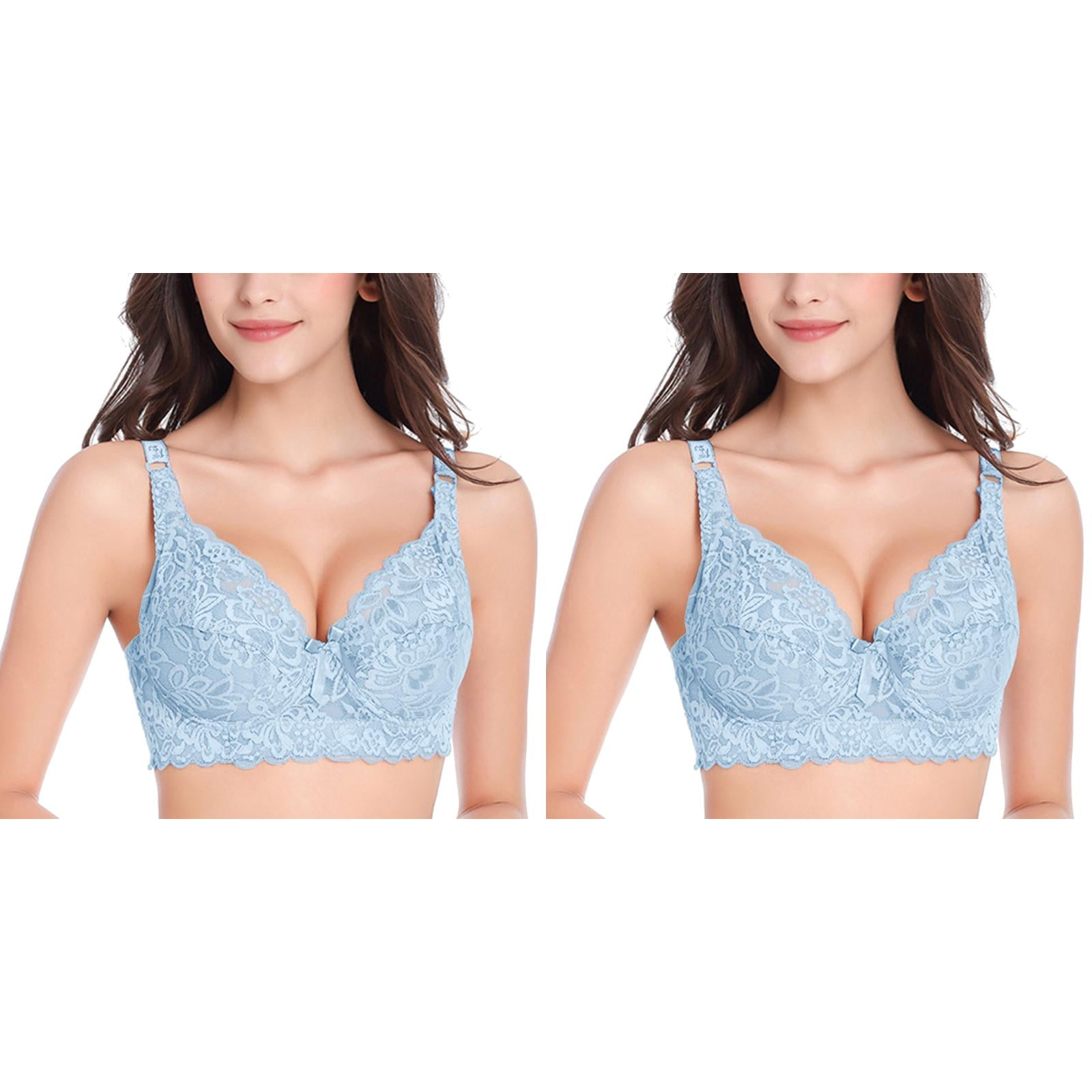 (2-Pack) Rinsvye Womens Sexy Lace Gathered Womens Bras Push Up Underwire Bra Straps Cup Plus ...