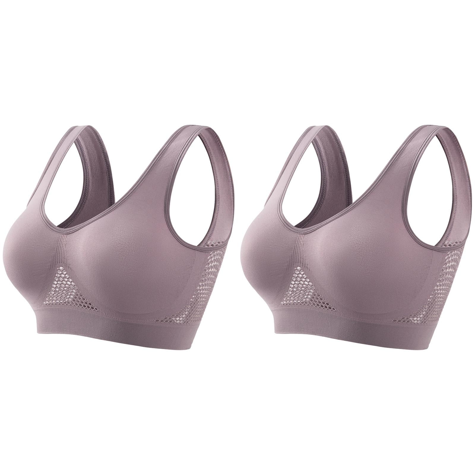 (2-Pack) Rinsvye Womens Sports Bra Seamless Underwire Bras for Women ...