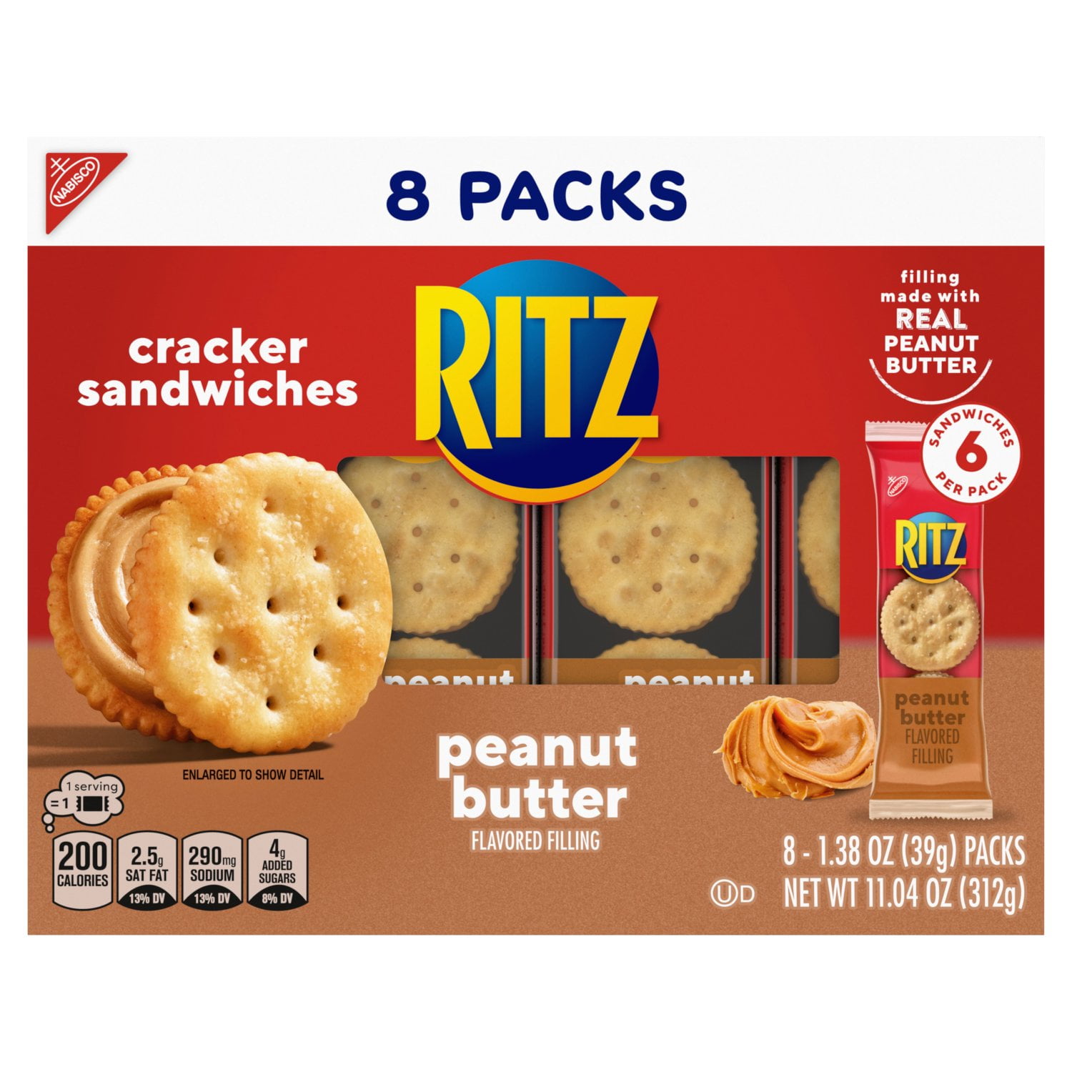 2 Pack - Ritz Crackers Sandwiches Peanut Butter Wrapper 8 Count 11.04 ...
