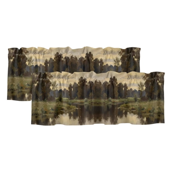 2 Pack River Valley Forest Valance for Window Landscape Sunset Sky ...