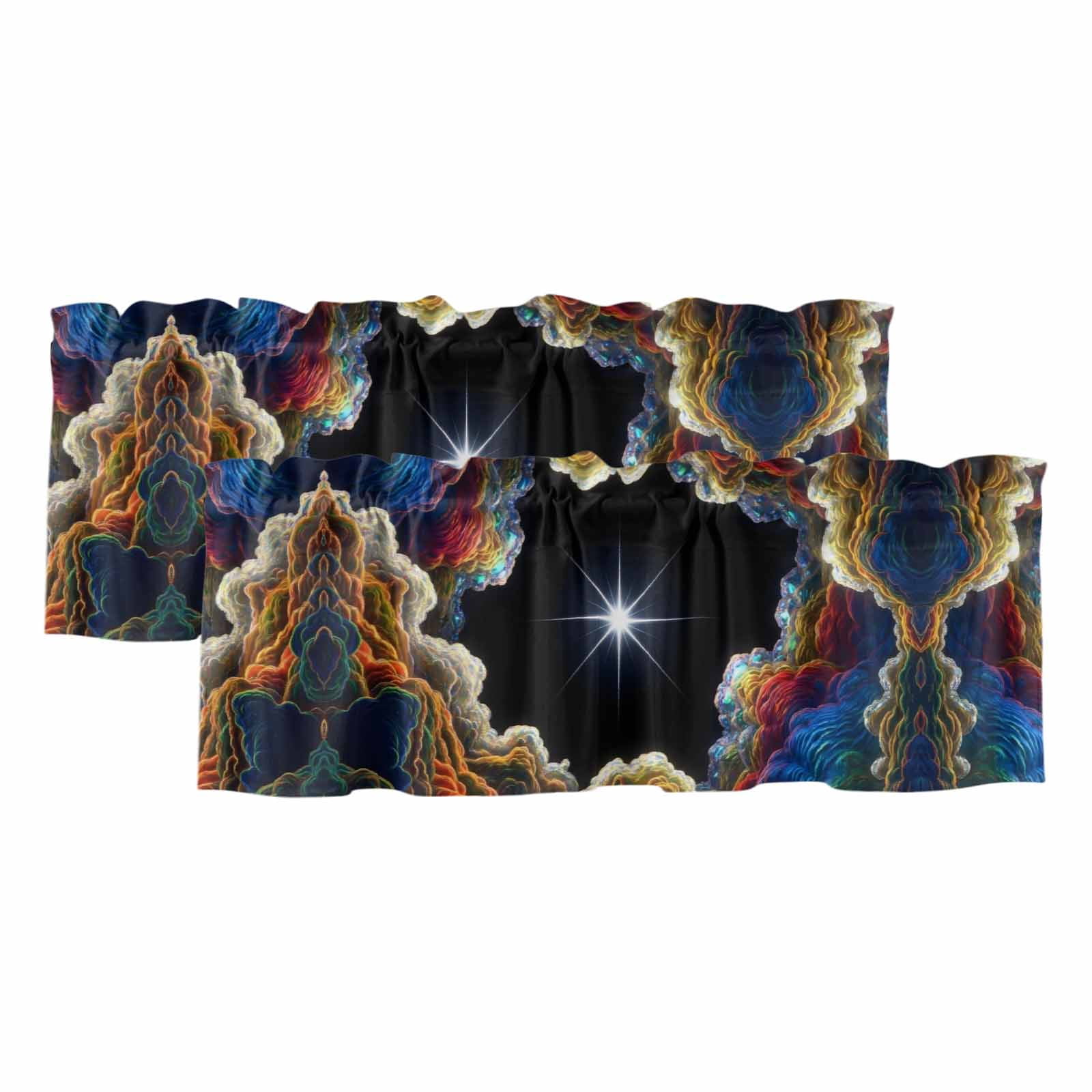 2 Pack Rock Cave Valance for Window Star Clouds Canyon Nature Abstract ...
