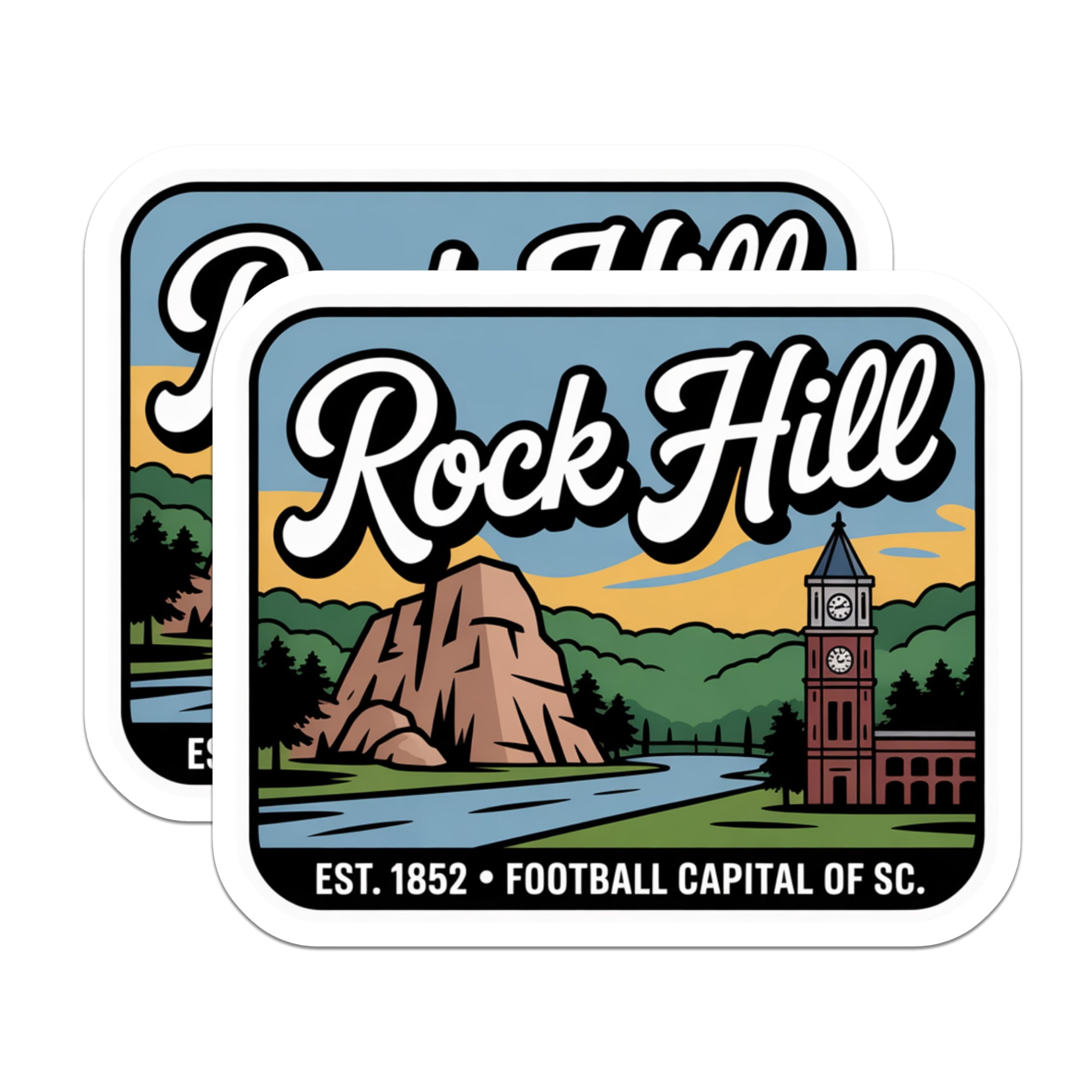 (2 Pack) Rock Hill Stickers - South Carolina - Football Capital - 5" On ...